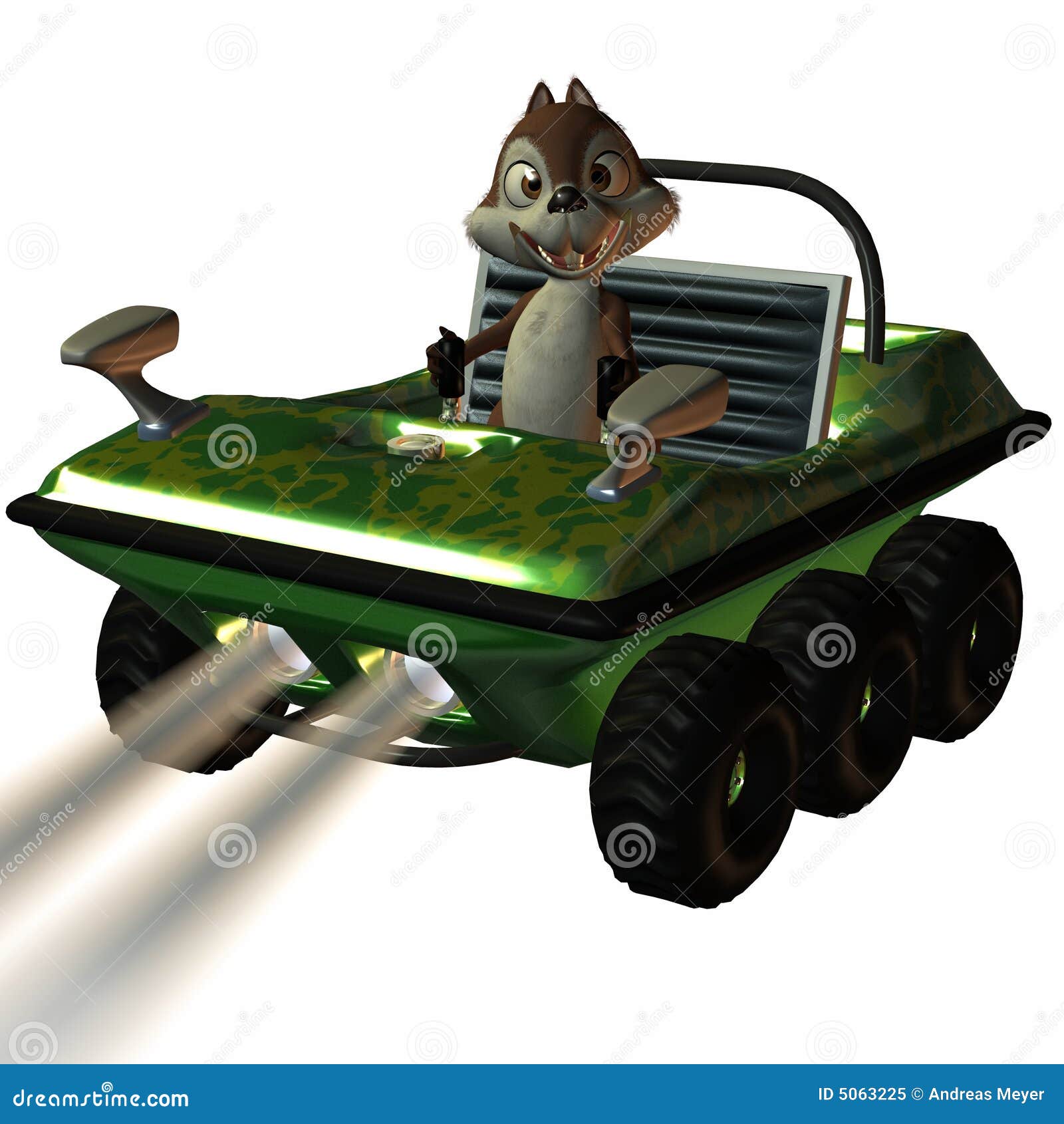 Fun Car with Toon Squirrel stock illustration. Illustration of ...