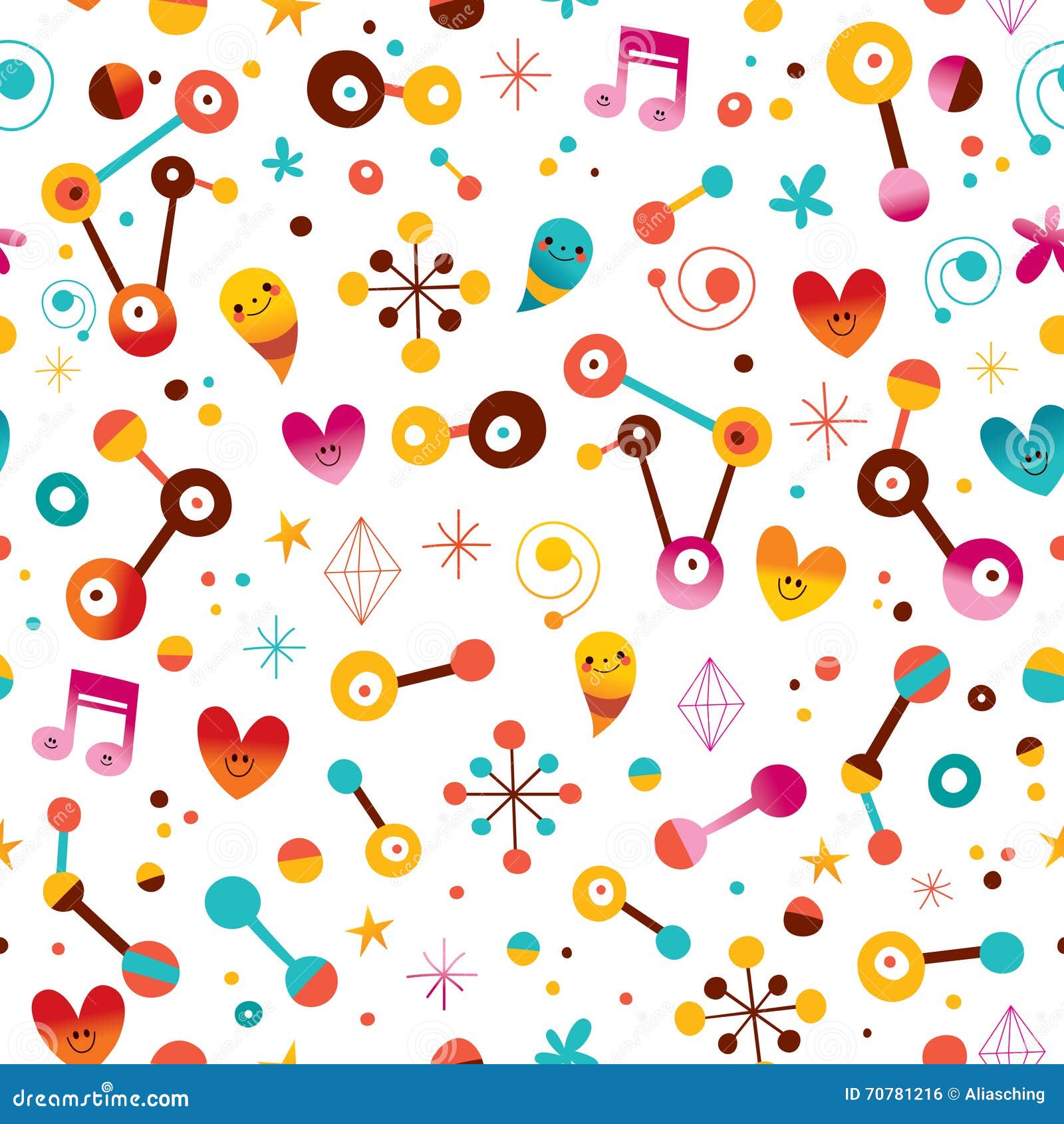 Fun Cartoon Abstract Art Retro Seamless Pattern Stock Vector ...