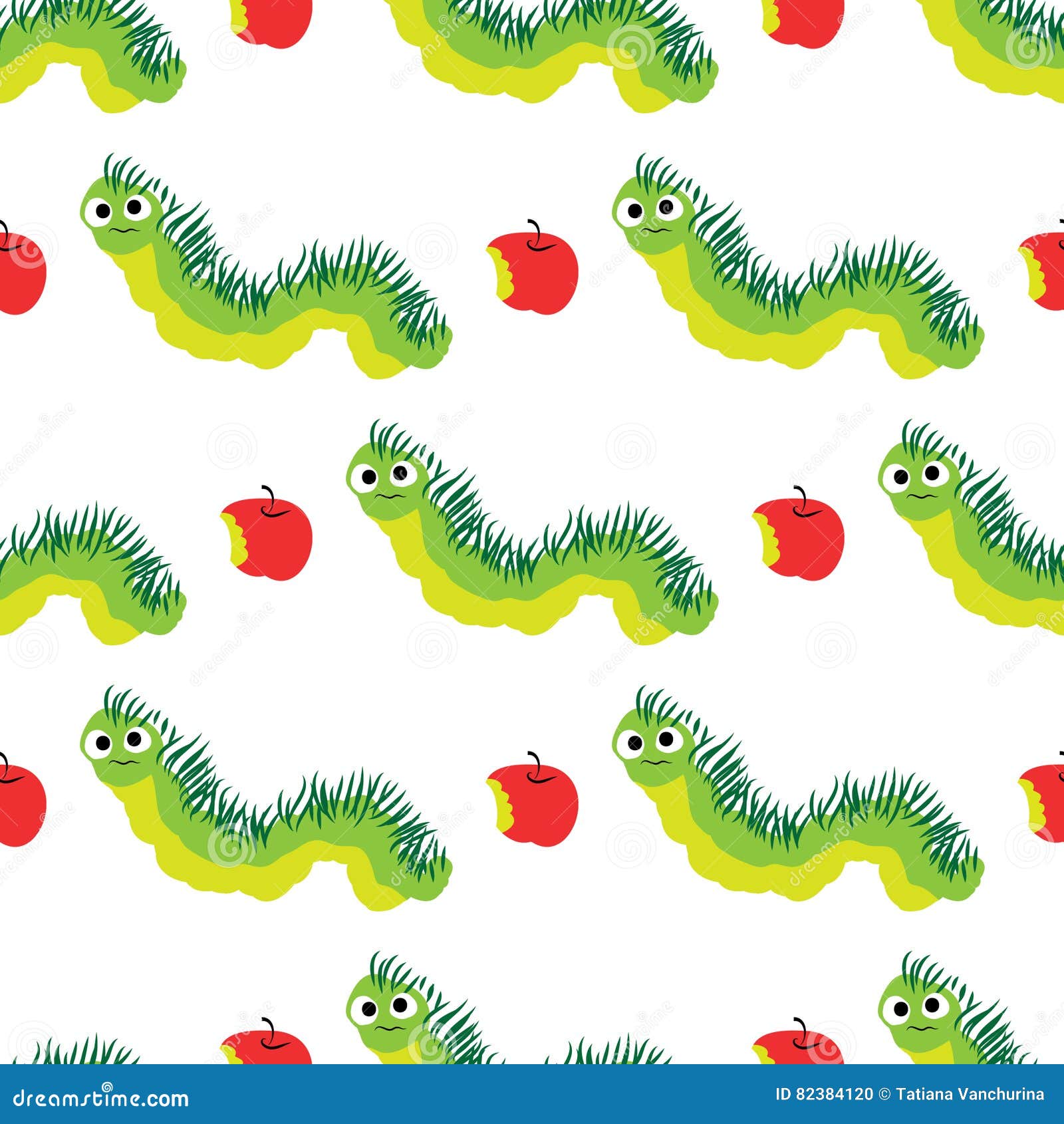 Fun Cartoon Caterpillars Pattern. Cute Insect Stock Vector ...