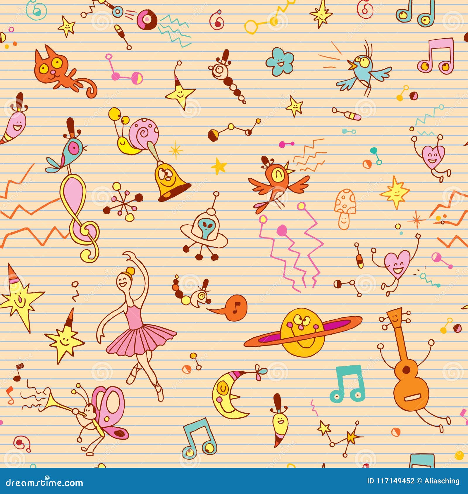 Fun Cartoon Comic Characters Pattern Stock Vector - Illustration of ...