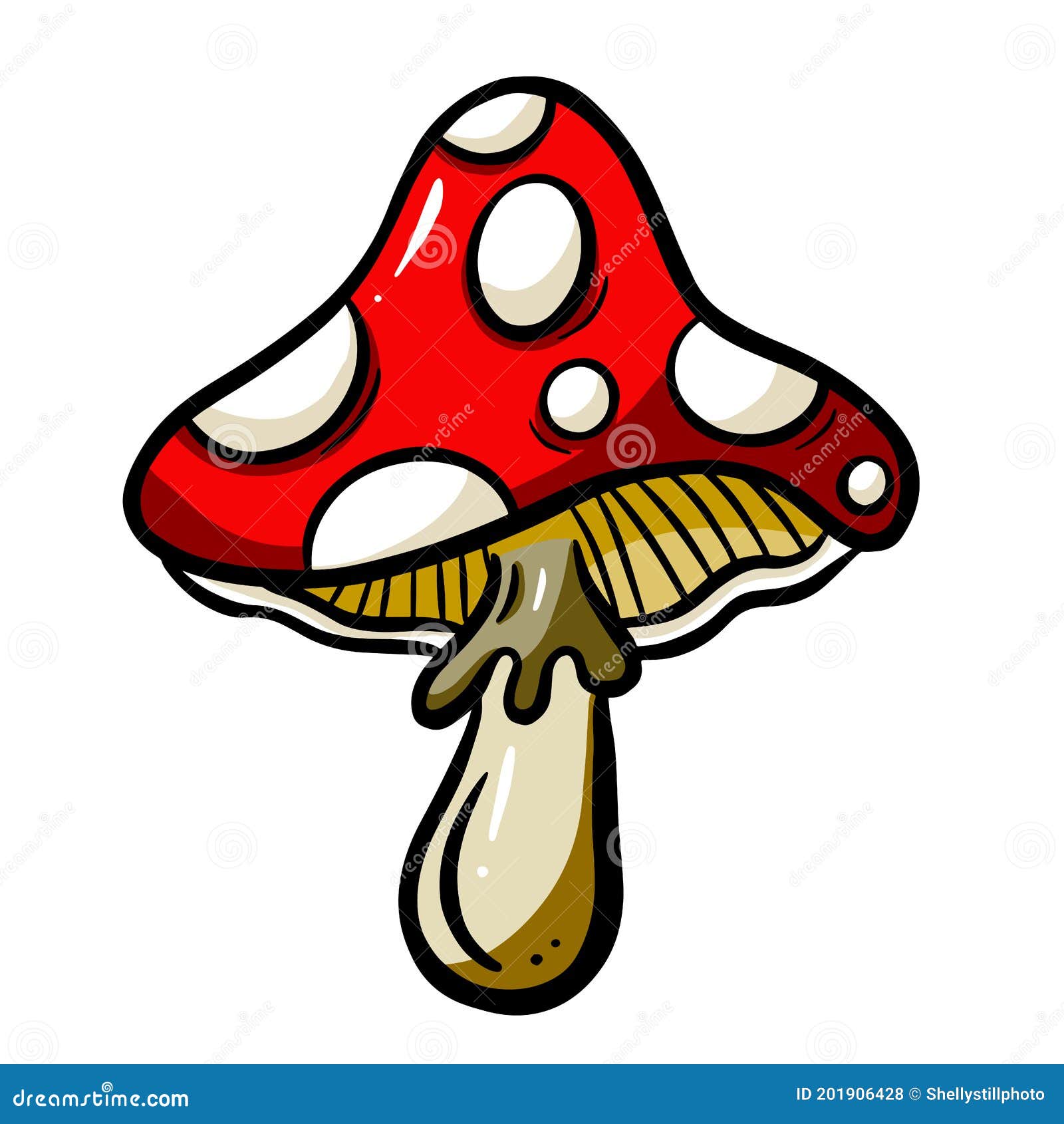Fun Cartoon Mushroom Toadstool Character Vector Illustration Stock ...