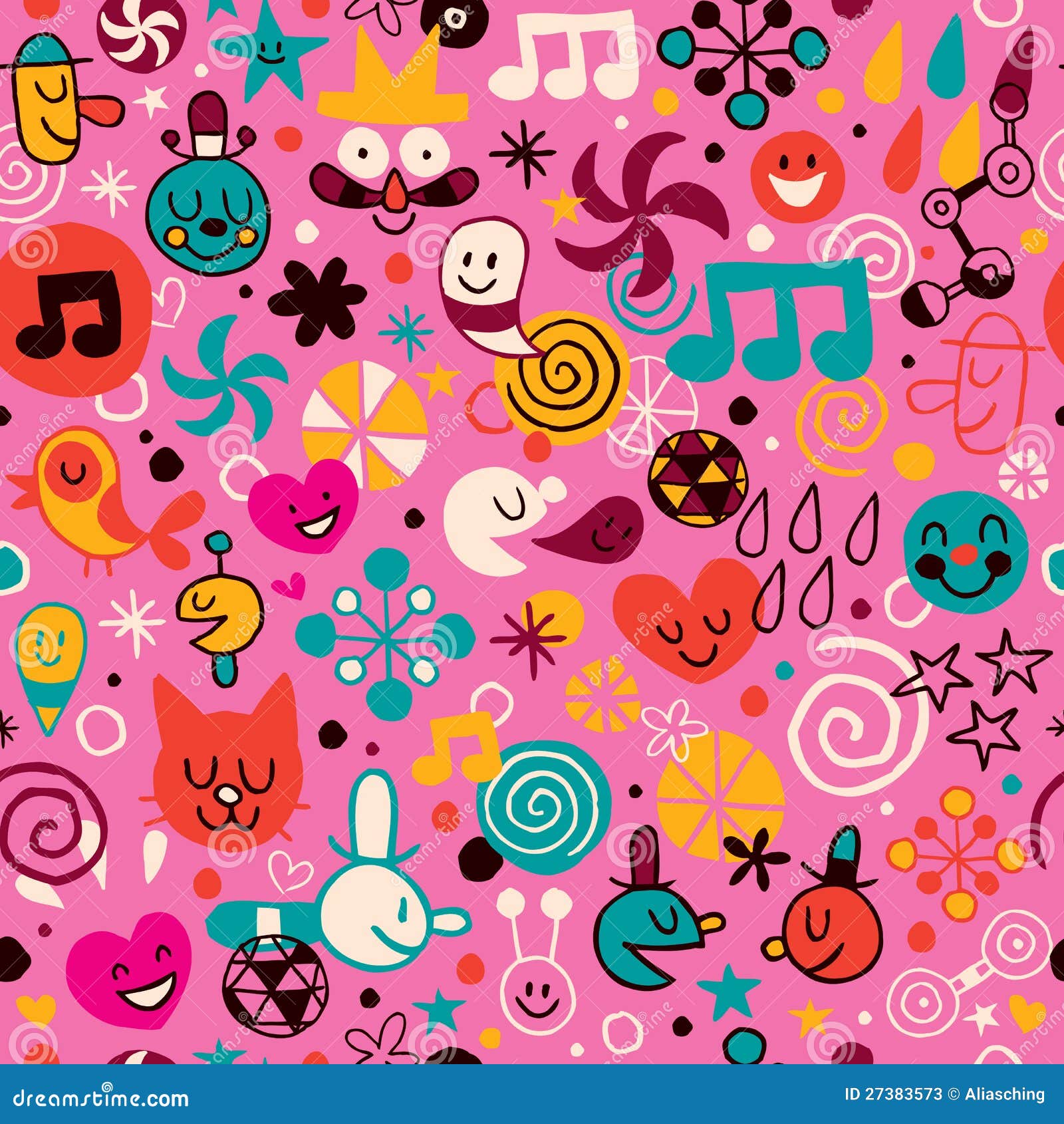 Fun cartoon pattern stock vector. Illustration of cute - 27383573
