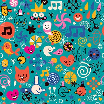 Fun cartoon pattern stock vector. Illustration of joyful - 27385024