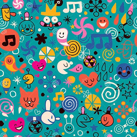 Fun cartoon pattern stock vector. Illustration of joyful - 27385024