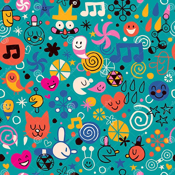 Fun cartoon pattern stock vector. Illustration of joyful - 27385024