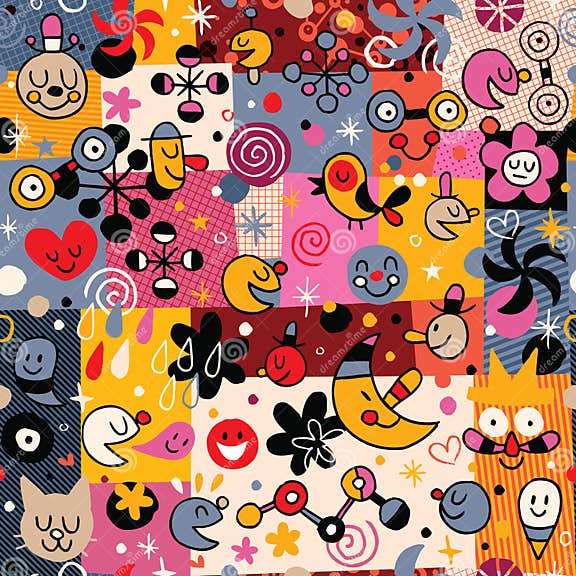 Fun cartoon pattern stock vector. Illustration of hand - 27389178