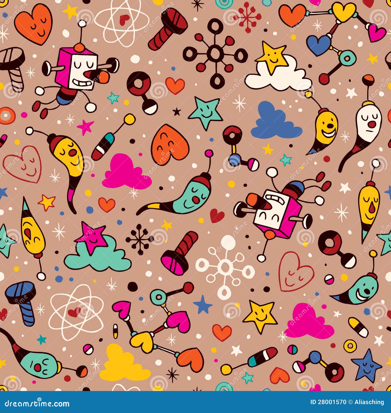 Fun cartoon pattern stock vector. Illustration of star - 28001570