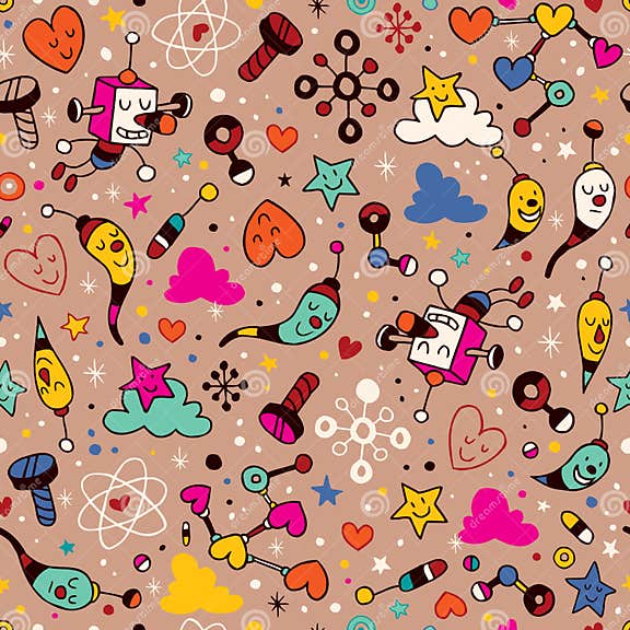 Fun cartoon pattern stock vector. Illustration of star - 28001570