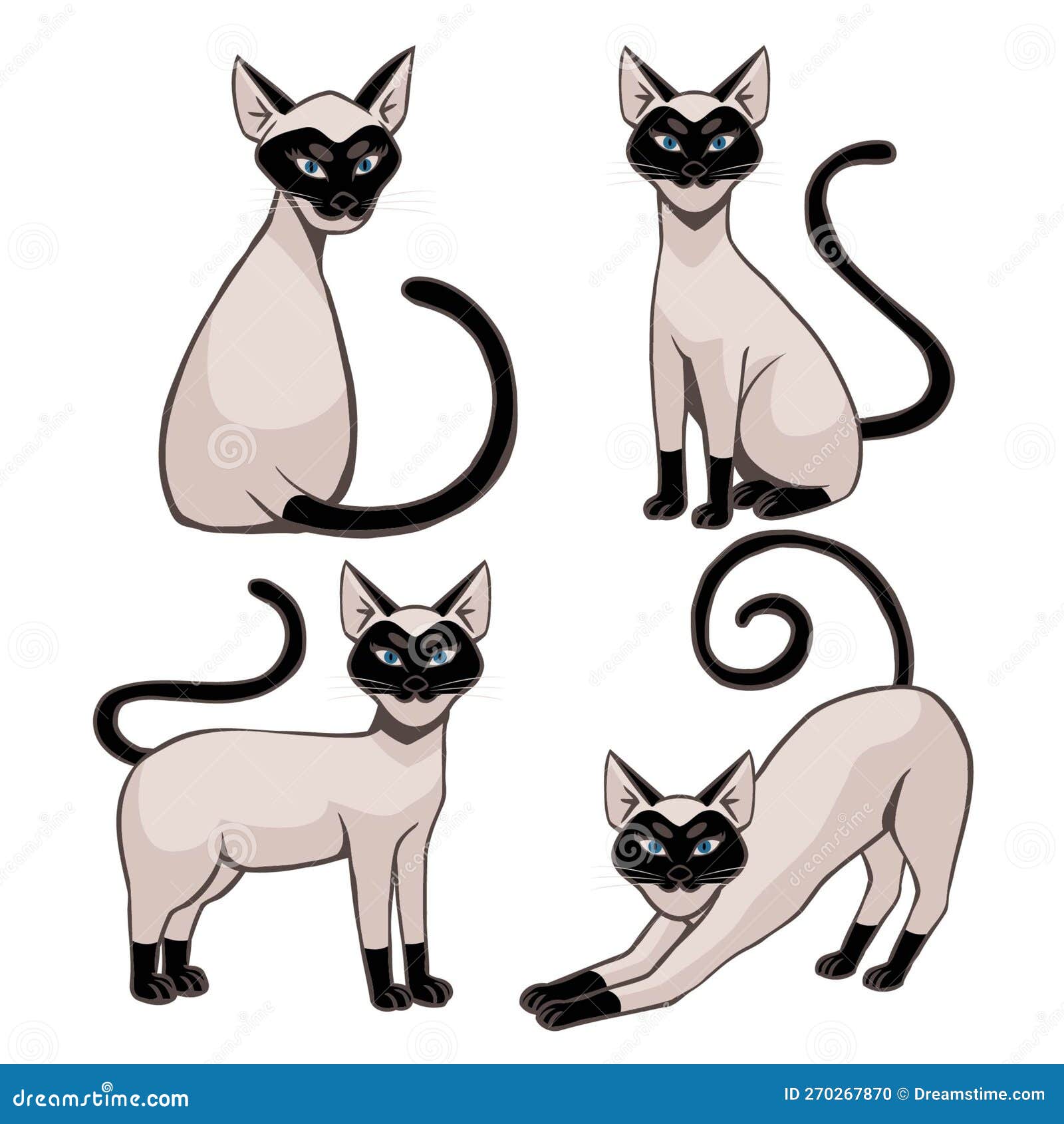 Fun cartoon siamese cat stock vector. Illustration of play - 270267870