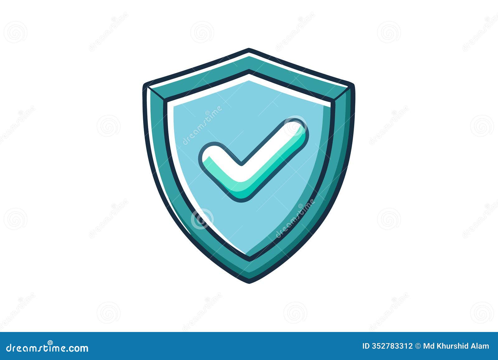 Fun Cartoon Style Shield Icon with a Bold Checkmark Symbolizing ...