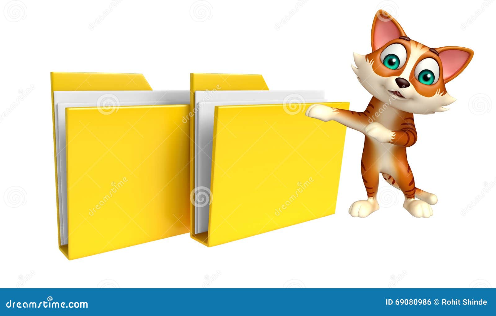 Fun Cat Cartoon Character with Folder Stock Illustration - Illustration ...