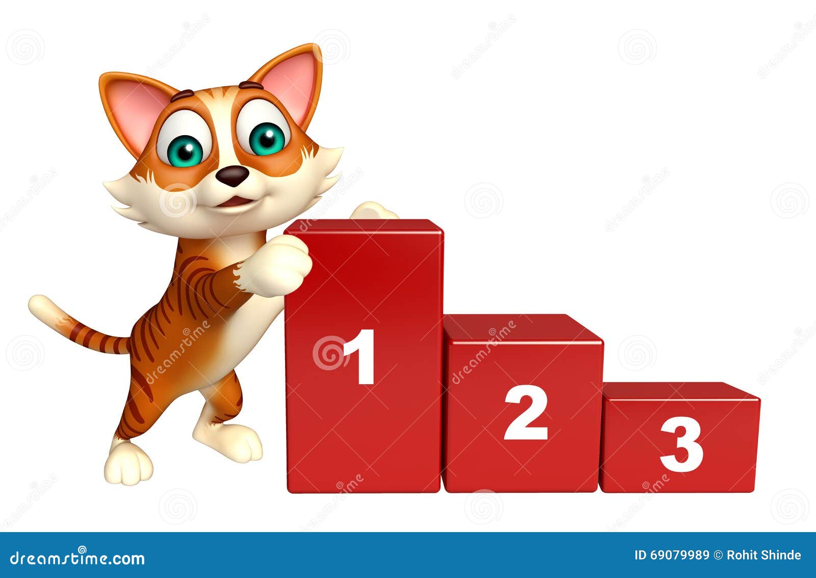 Fun Cat Cartoon Character with Level Stock Illustration - Illustration ...