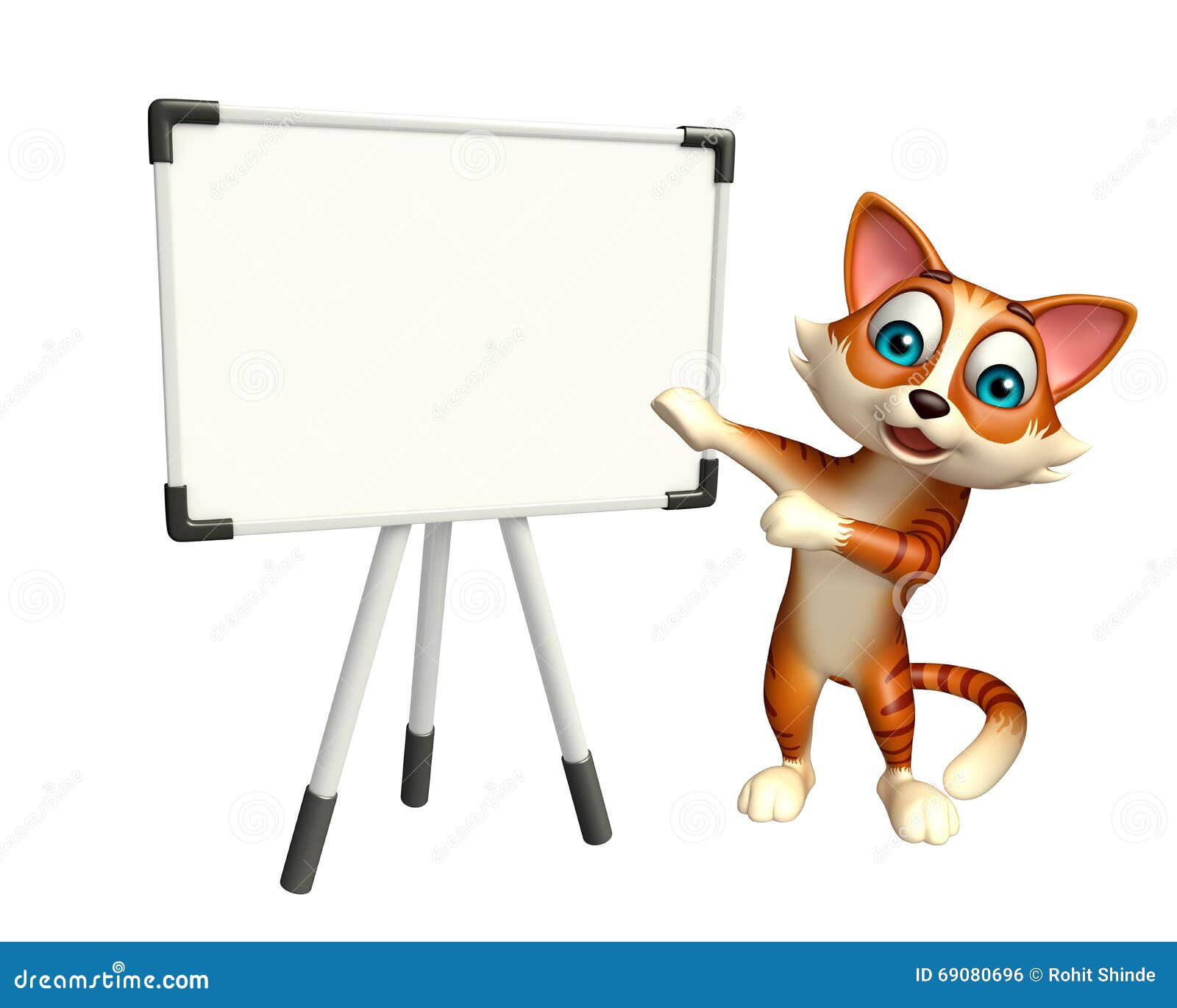Fun Cat Cartoon Character with White Board Stock Illustration ...