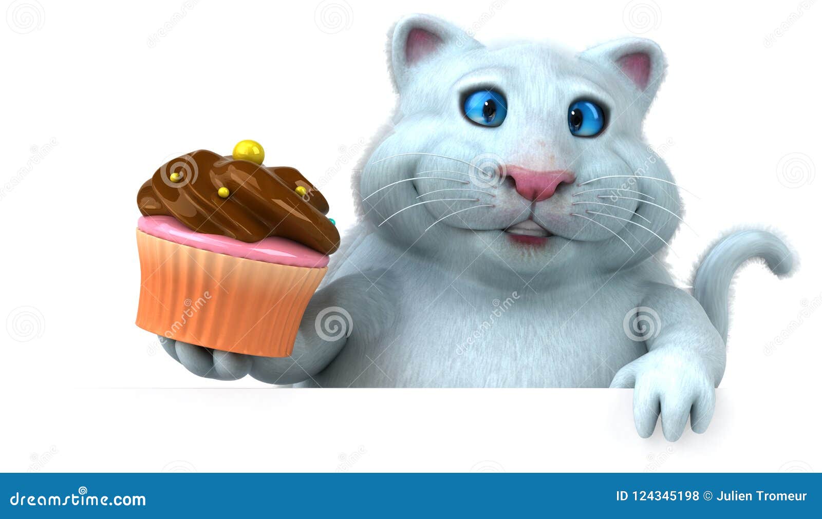 Fun cat - 3D Illustration stock illustration. Illustration of white ...