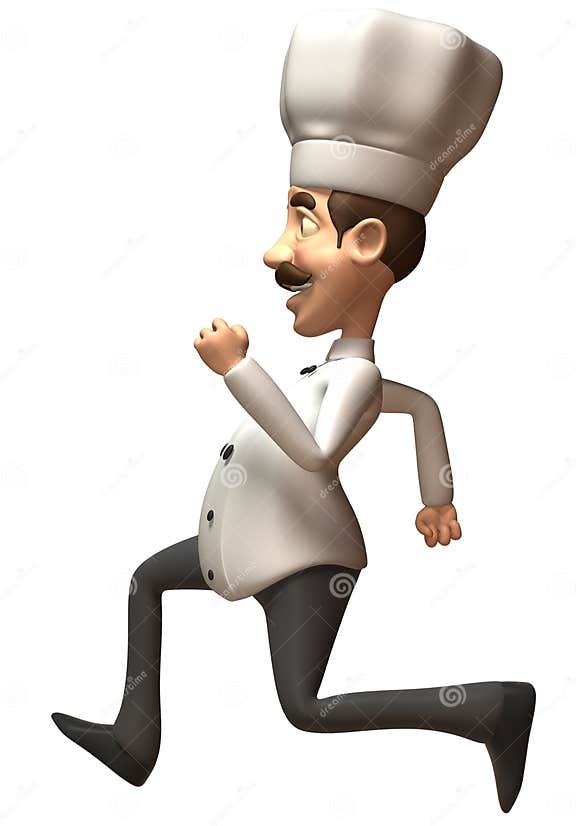Fun chef running stock illustration. Illustration of cook - 5540303