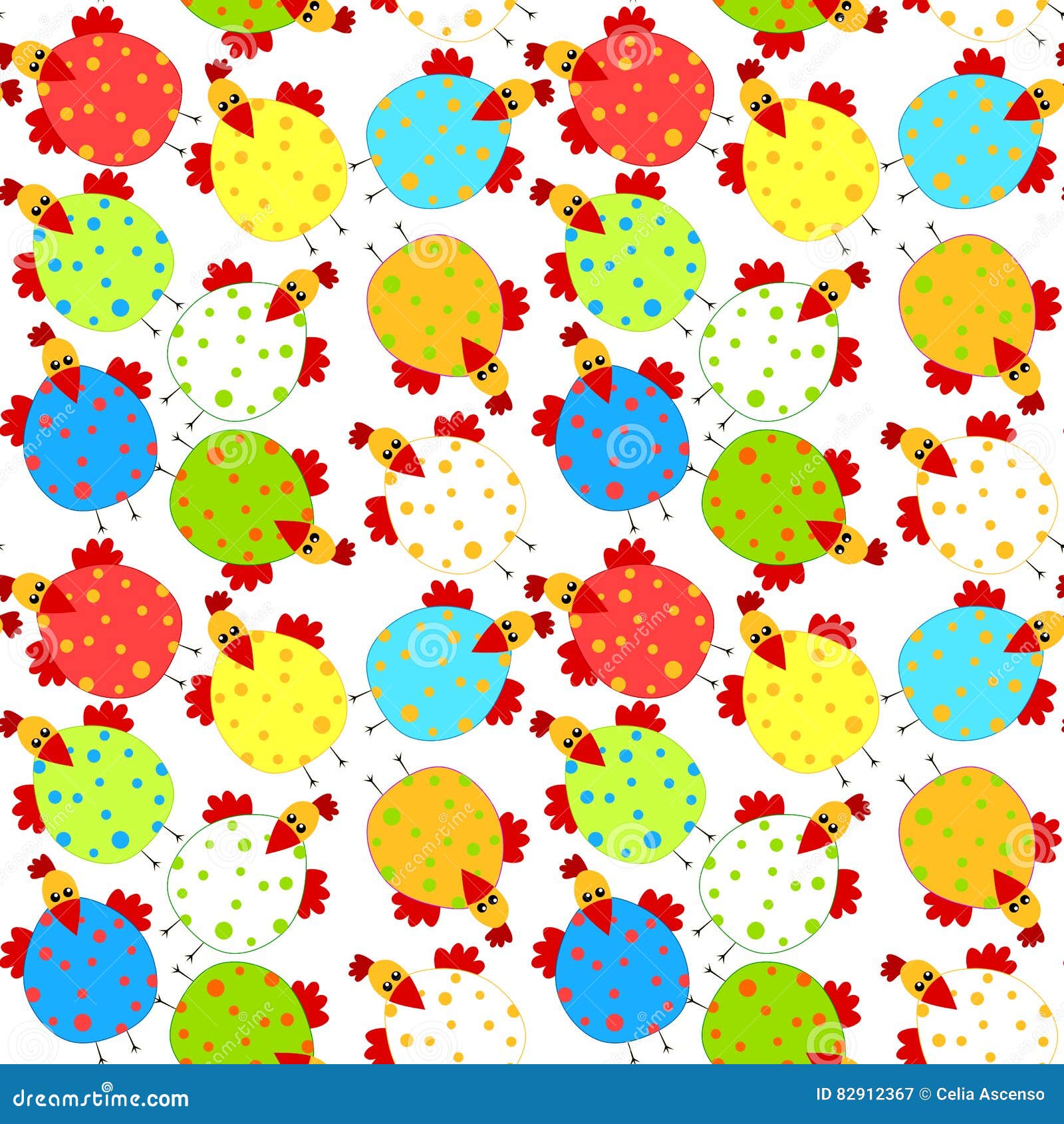 Fun Chicken Seamless Background Stock Illustration - Illustration of ...