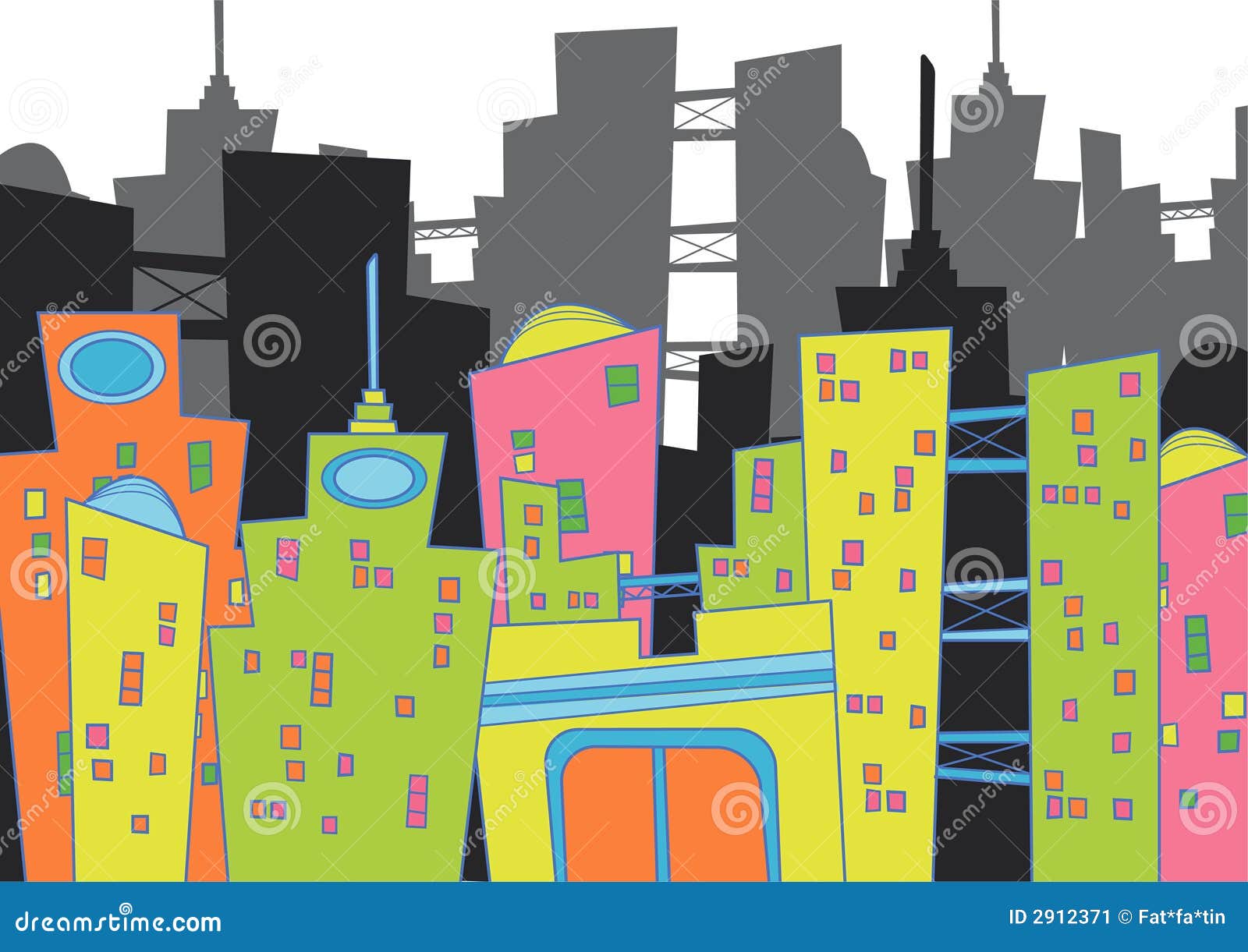 Fun cityscape stock vector. Illustration of structure - 2912371