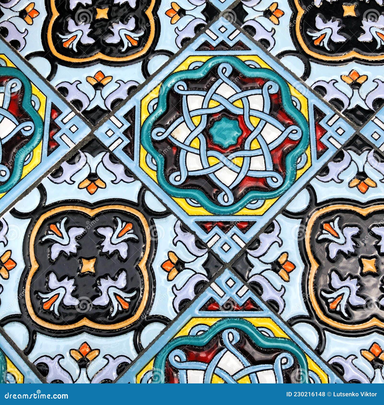 Closeup of a Ceramic Tile with Arabic Pattern Stock Photo - Image of ...