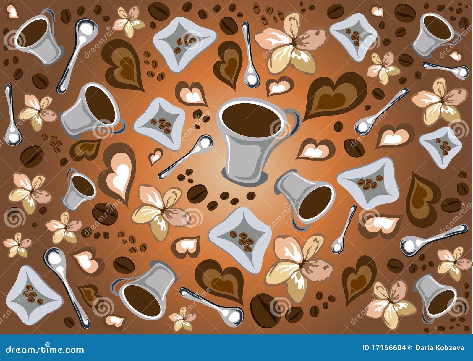 Fun coffee break pattern stock vector. Illustration of brown - 17166604