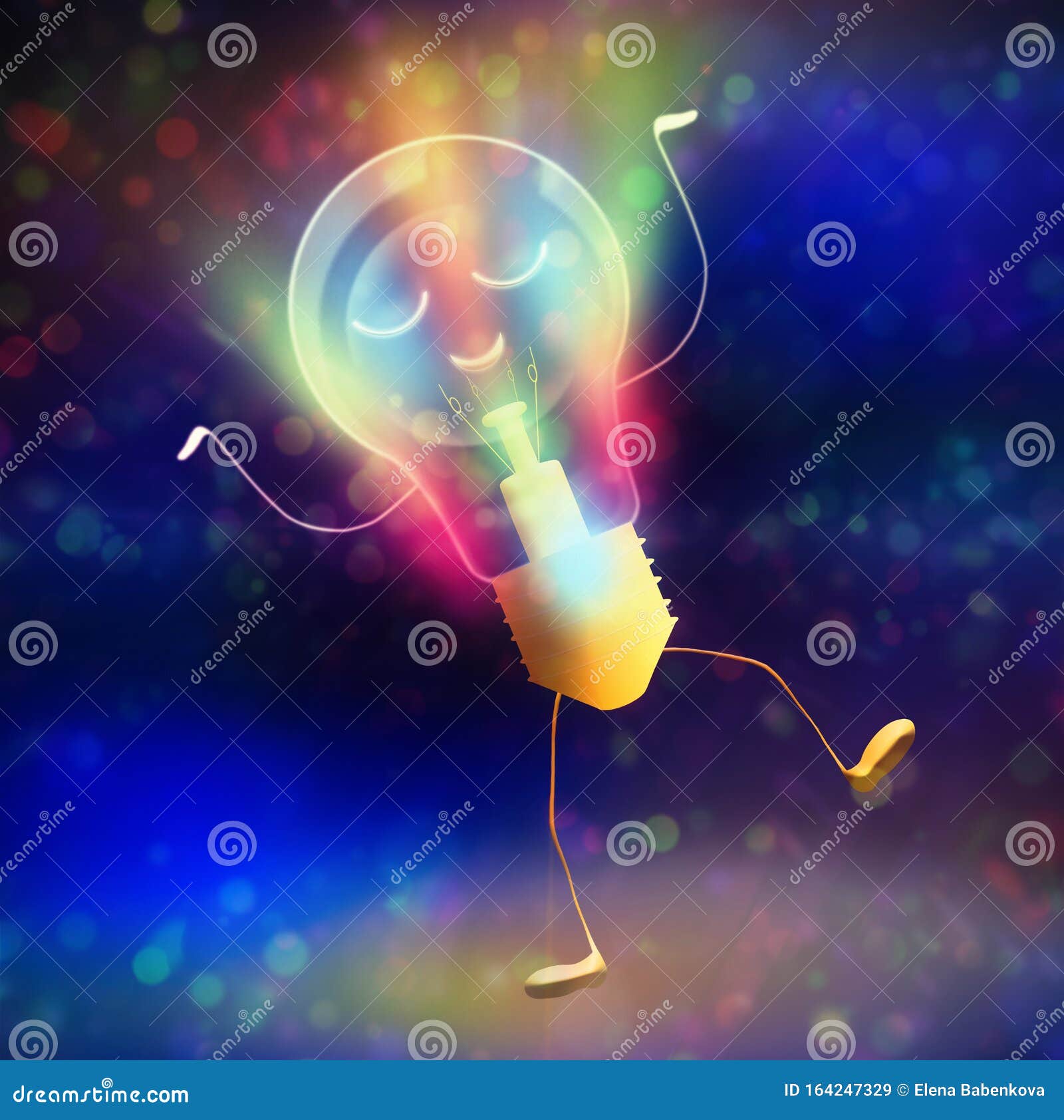 A Fun Colored Light Bulb Illustrates a Variety of Creative Ideas. Stock ...