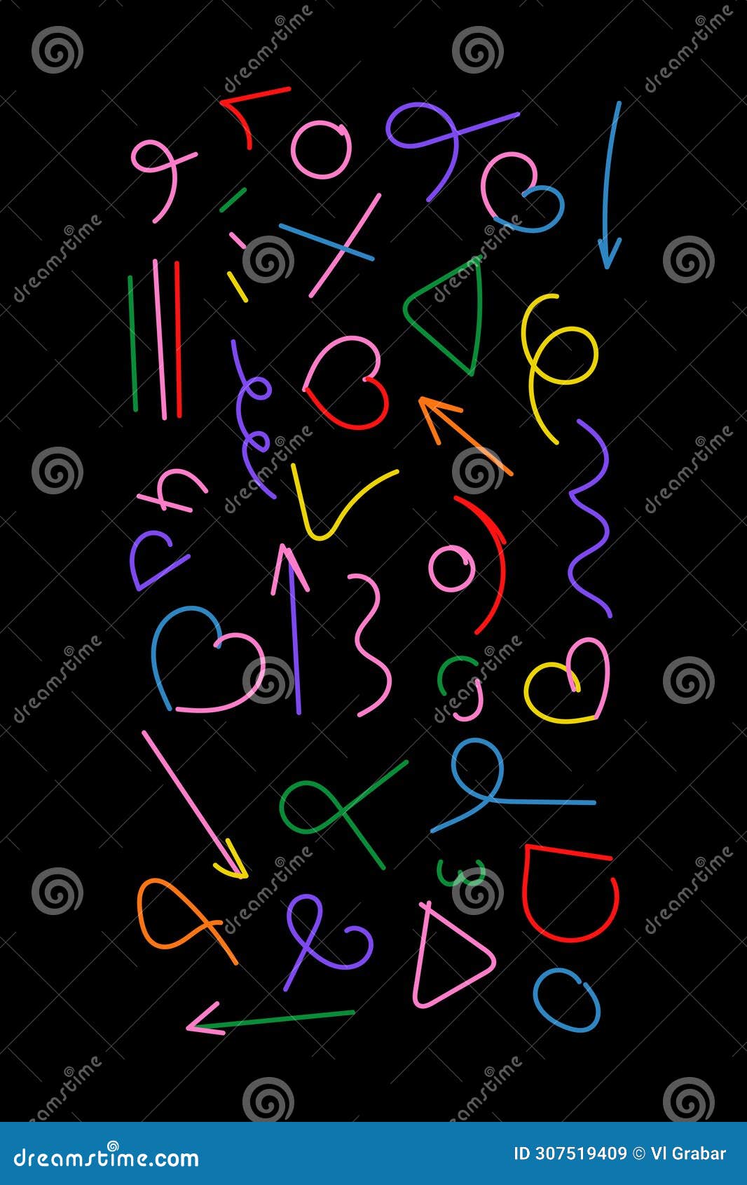 Fun Colorful Line Doodle Pattern. Creative Style Art Children or ...