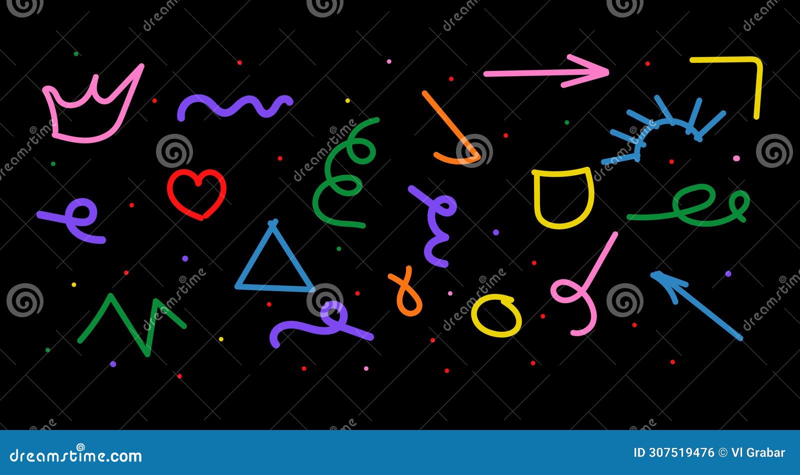Fun Colorful Line Doodle Pattern. Creative Style Art Children or ...