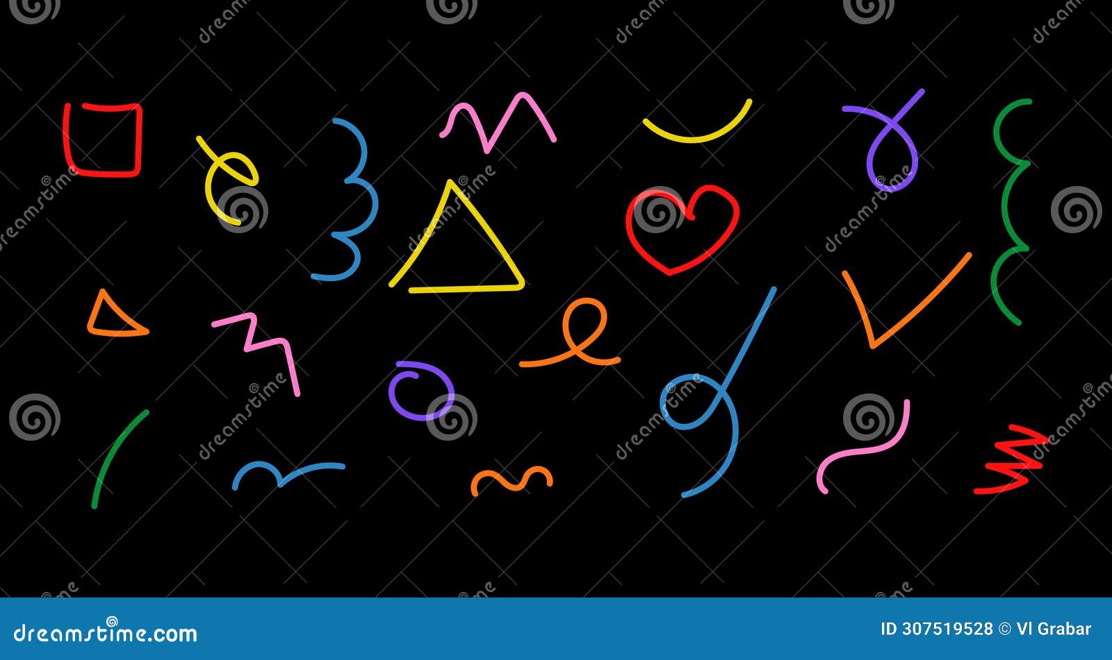 Fun Colorful Line Doodle Pattern. Creative Style Art Children or ...