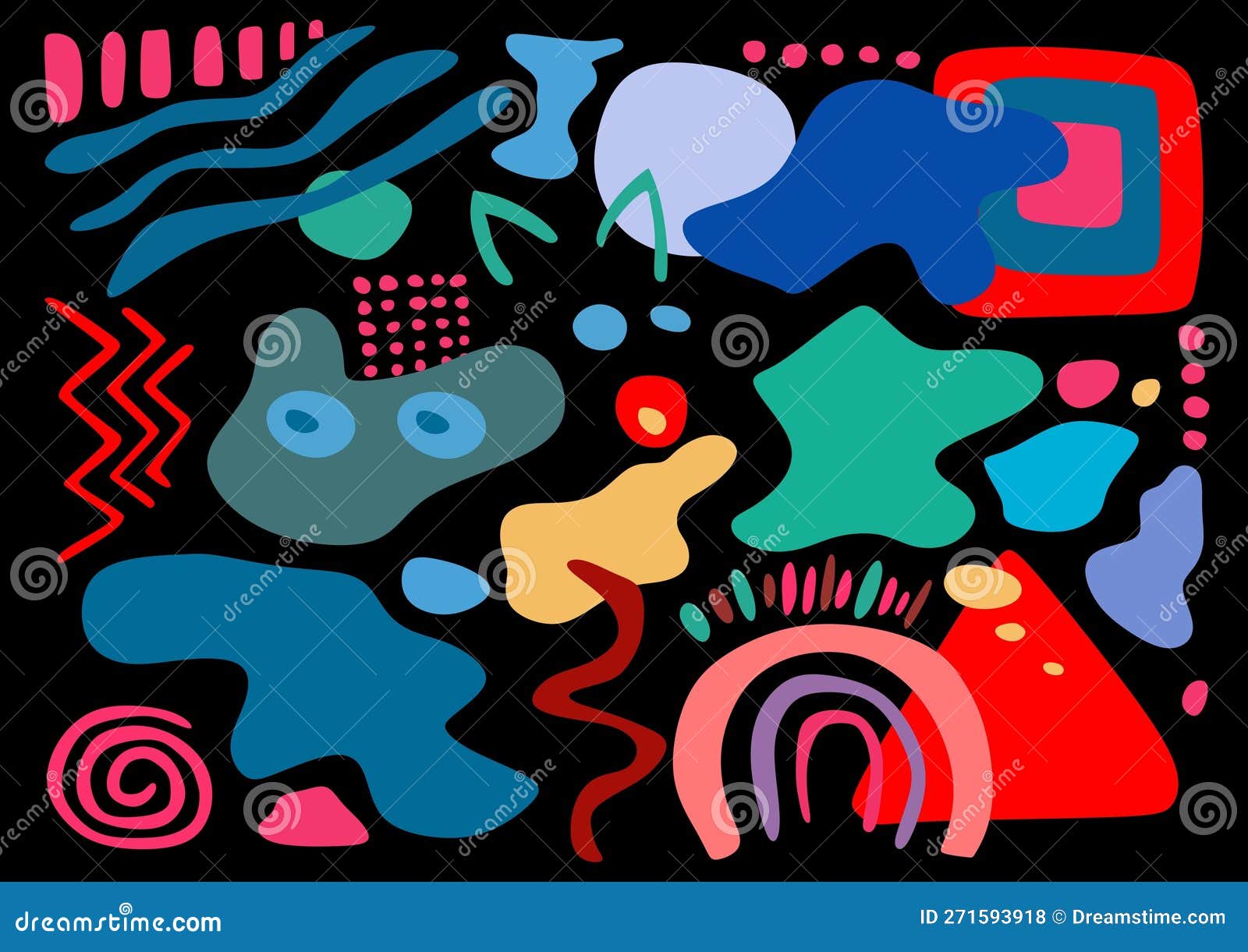 Fun Colorful Line Doodle Seamless Pattern. Creative Comic Style Art ...