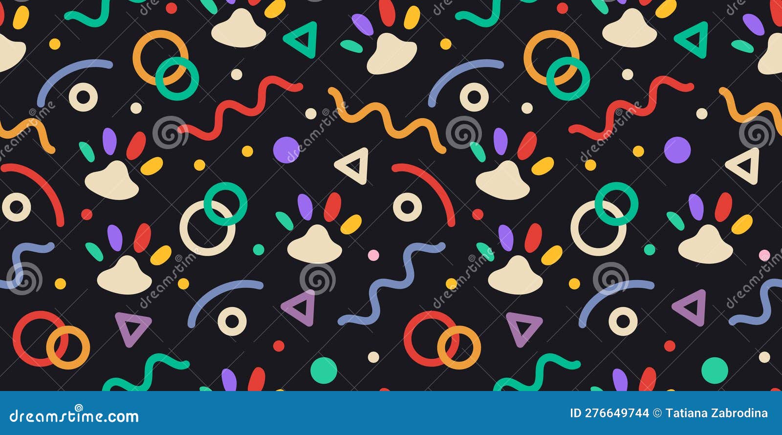 Fun Colorful Line Doodle Seamless Pattern. Stock Vector - Illustration ...