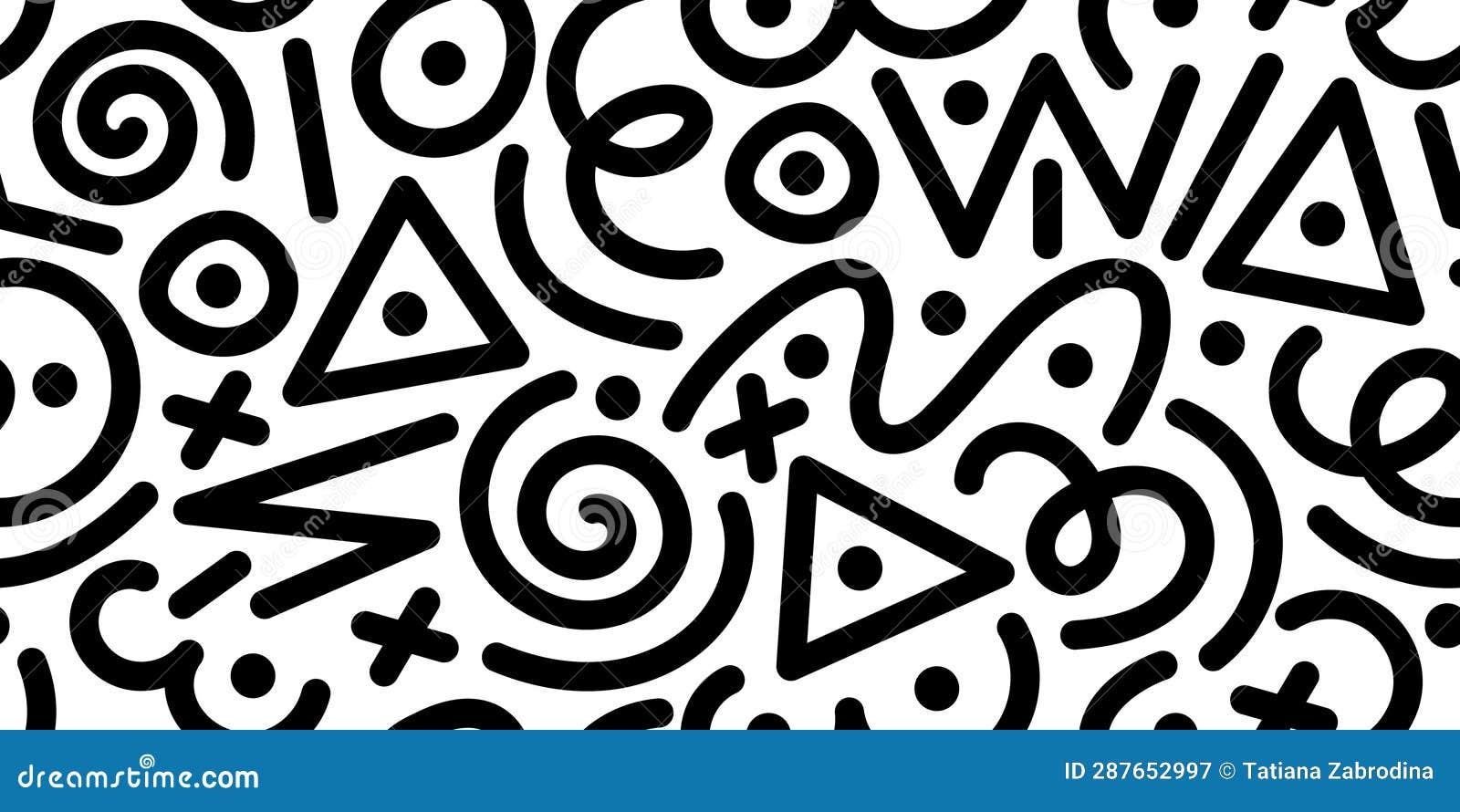 Fun Colorful Line Doodle Seamless Pattern. Stock Illustration ...