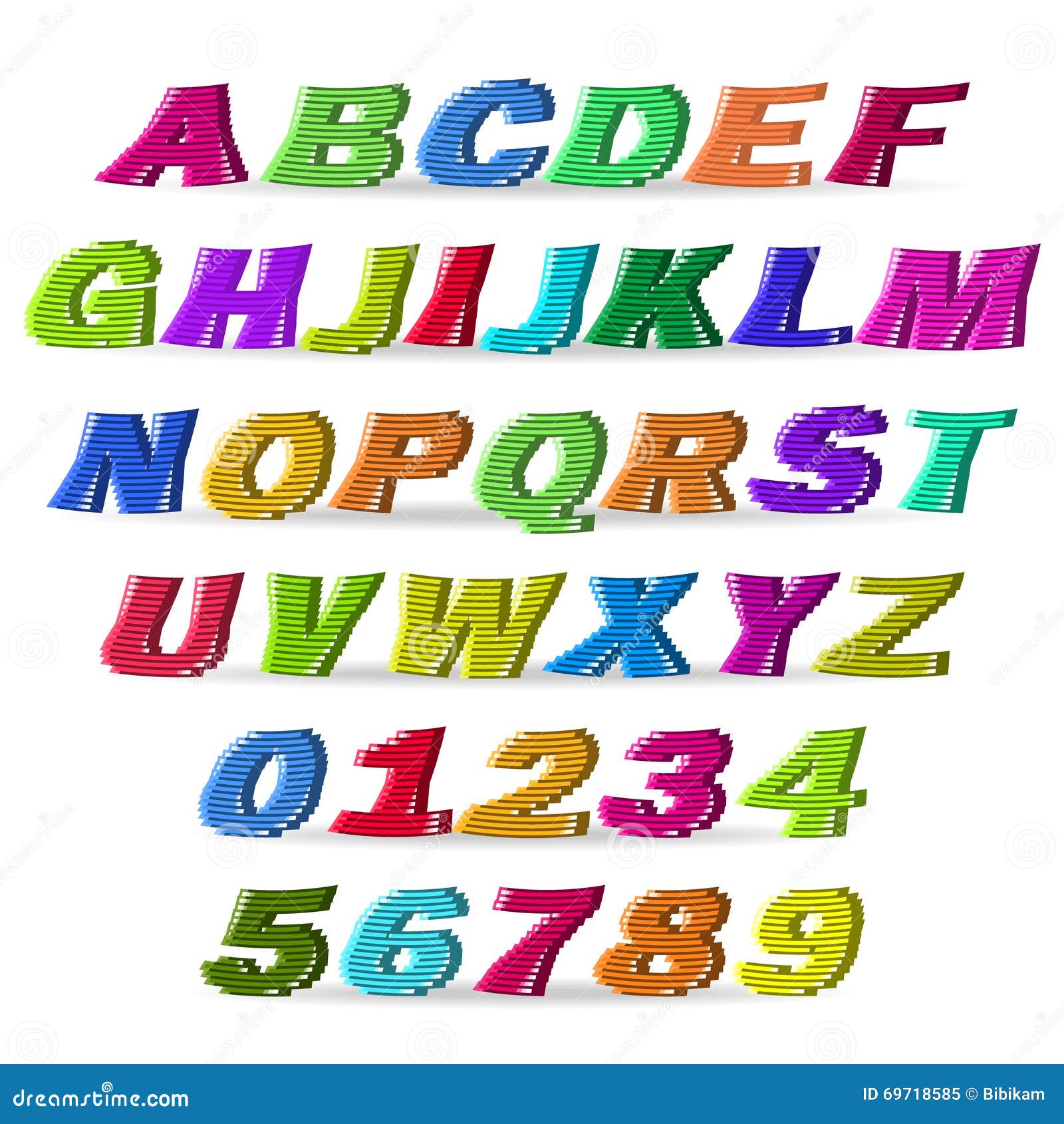 Fun Colorful Lines Vector Font Stock Vector - Illustration of modern ...