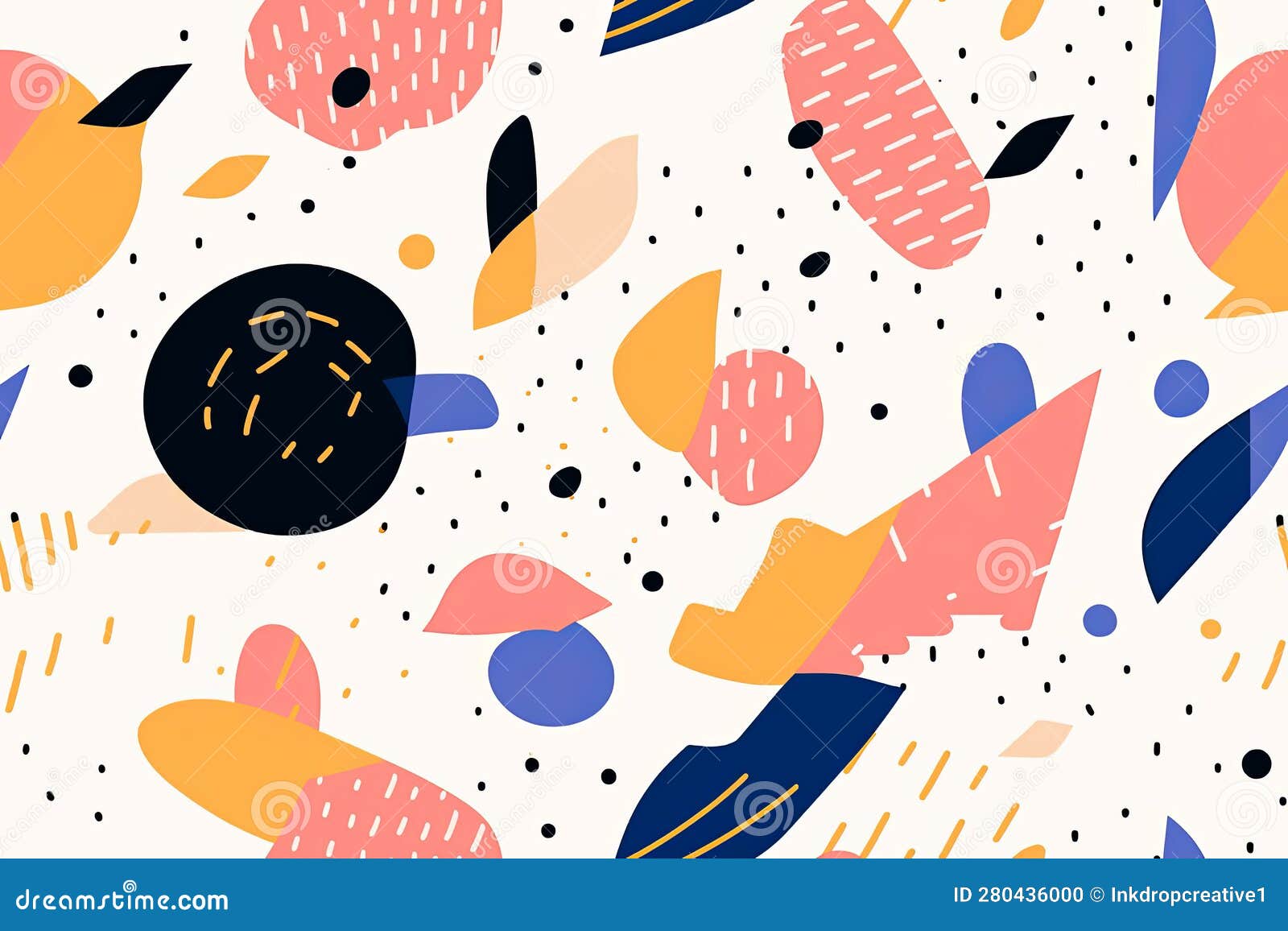 Fun Colorful Seamless Pattern. Bright Simple Abstract Shapes Stock ...