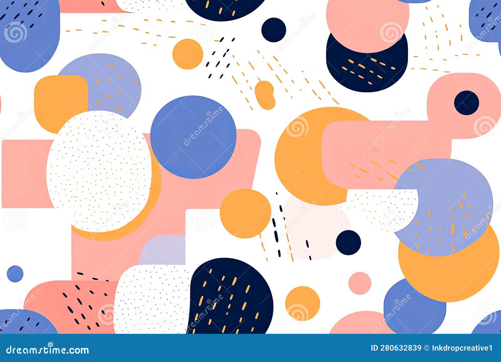 Fun Colorful Seamless Pattern. Bright Simple Abstract Shapes Stock ...