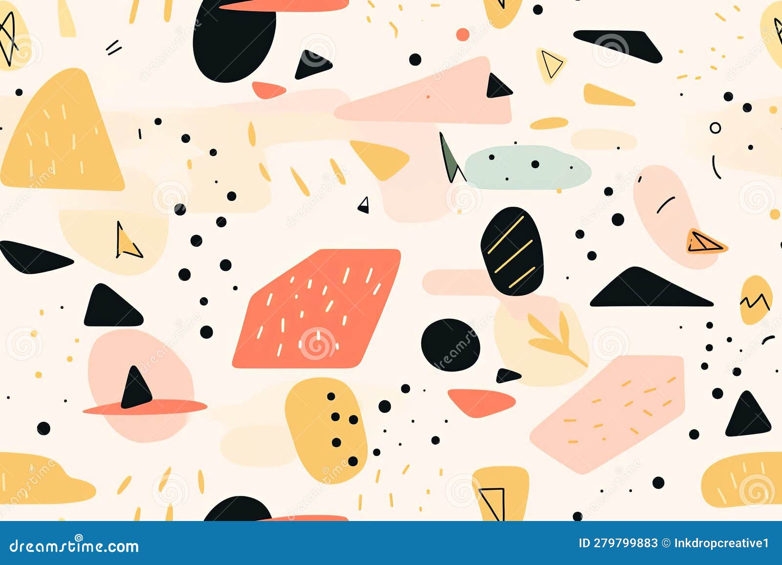 Fun Colorful Seamless Pattern. Bright Simple Abstract Shapes Stock ...