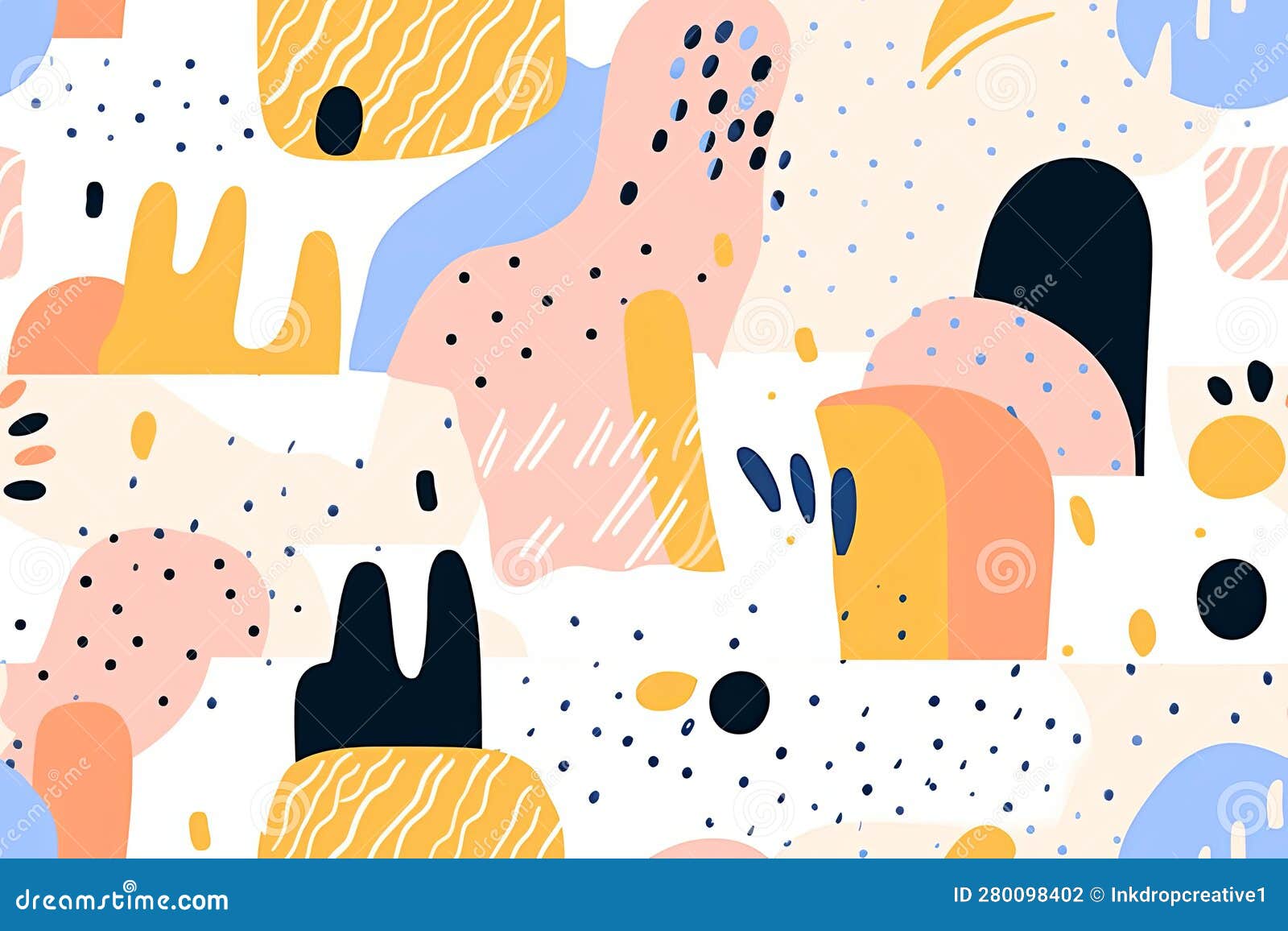 Fun Colorful Seamless Pattern. Bright Simple Abstract Shapes Stock ...