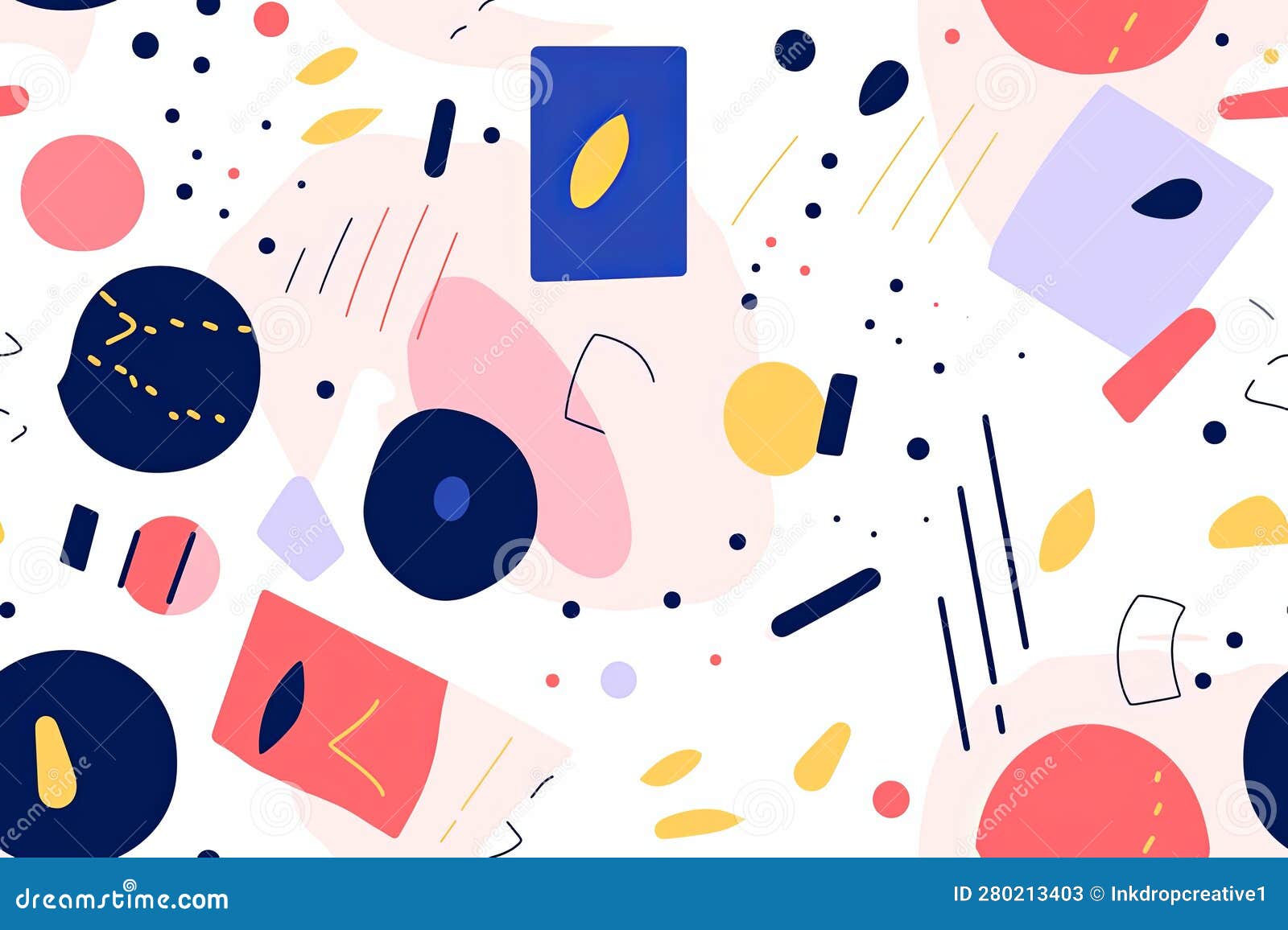 Fun Colorful Seamless Pattern. Bright Simple Abstract Shapes Stock ...