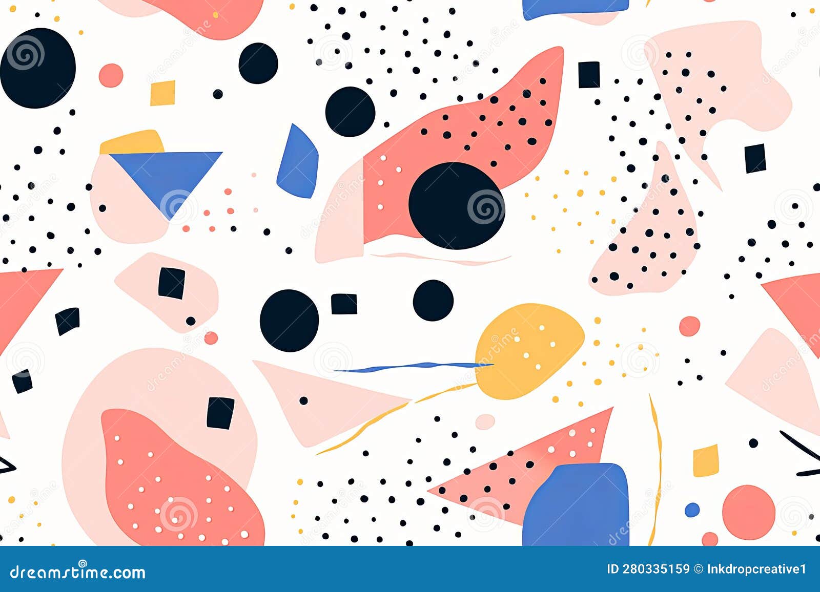 Fun Colorful Seamless Pattern. Bright Simple Abstract Shapes Stock ...