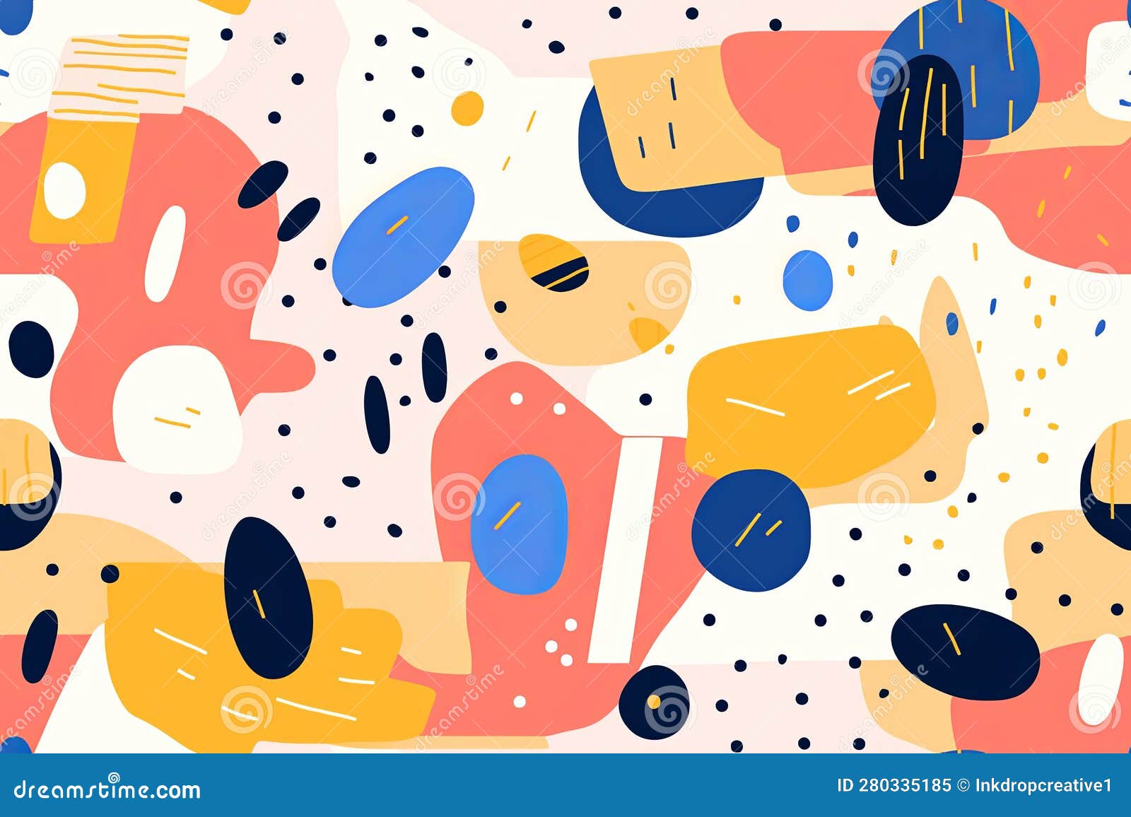 Fun Colorful Seamless Pattern. Bright Simple Abstract Shapes Stock ...