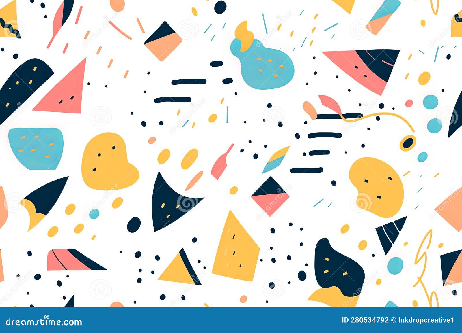 Fun Colorful Seamless Pattern. Bright Simple Abstract Shapes Stock ...