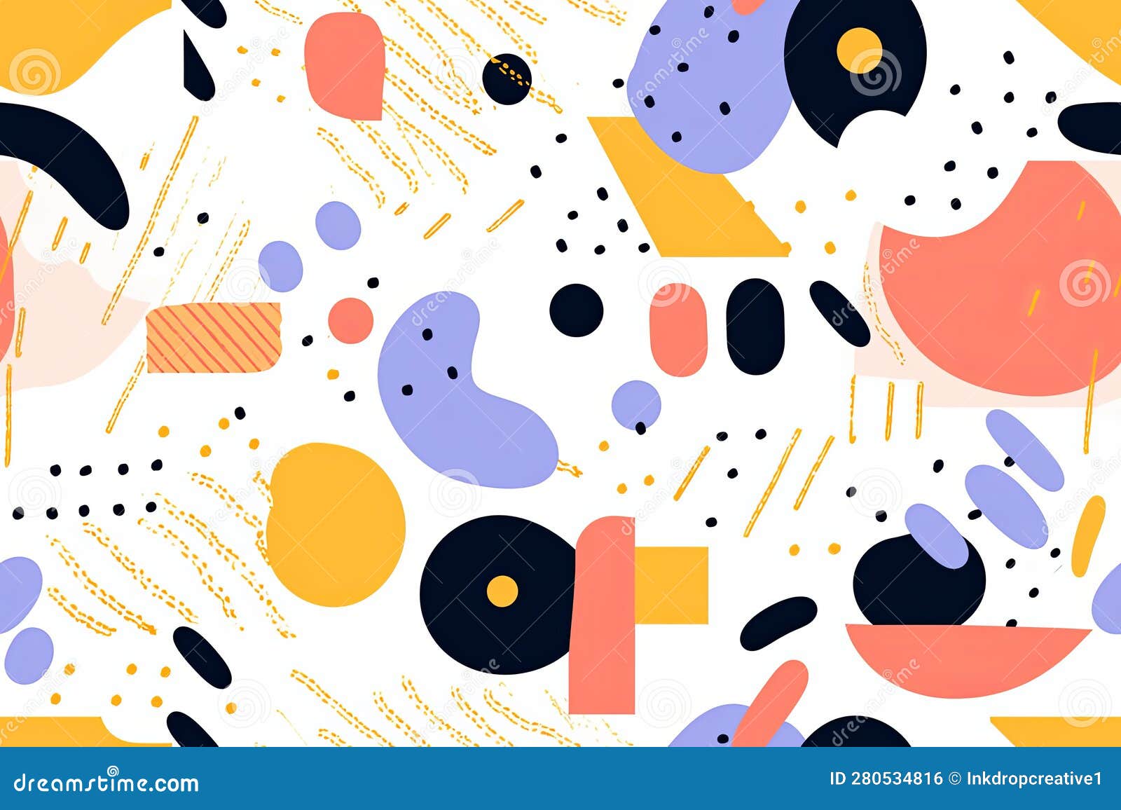 Fun Colorful Seamless Pattern. Bright Simple Abstract Shapes Stock ...