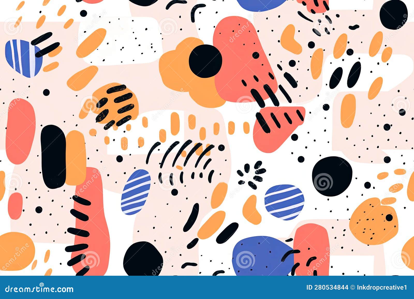 Fun Colorful Seamless Pattern. Bright Simple Abstract Shapes Stock ...