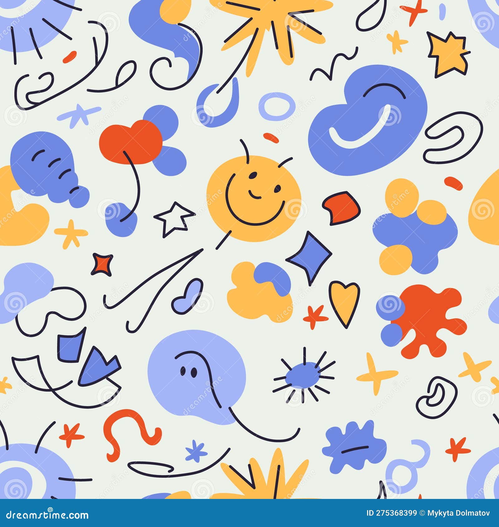 Fun Colorful Seamless Pattern Collection. Creative Abstract Style Art ...