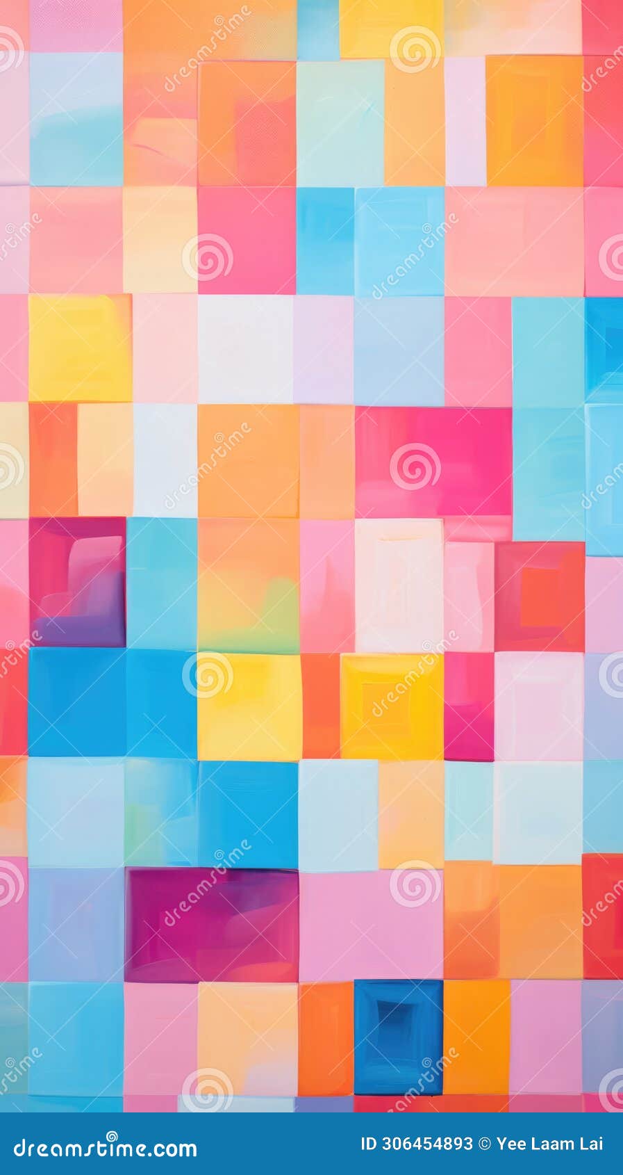 Fun Colorful Squares Tile Art, Ai Stock Illustration - Illustration of ...