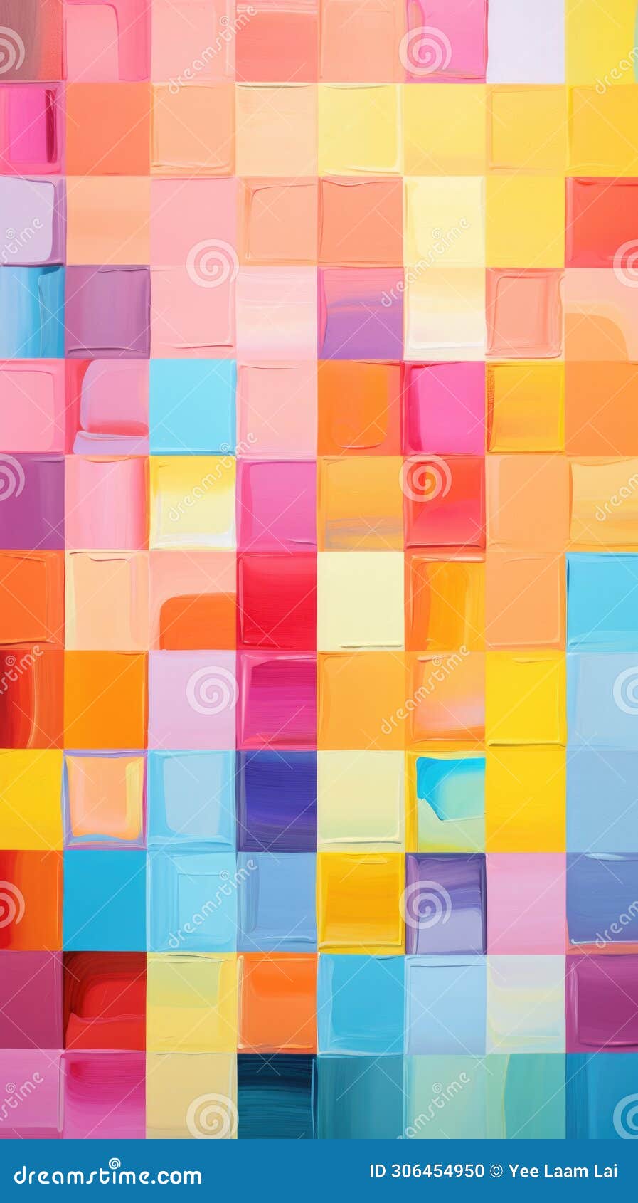Fun Colorful Squares Tile Art, Ai Stock Illustration - Illustration of ...
