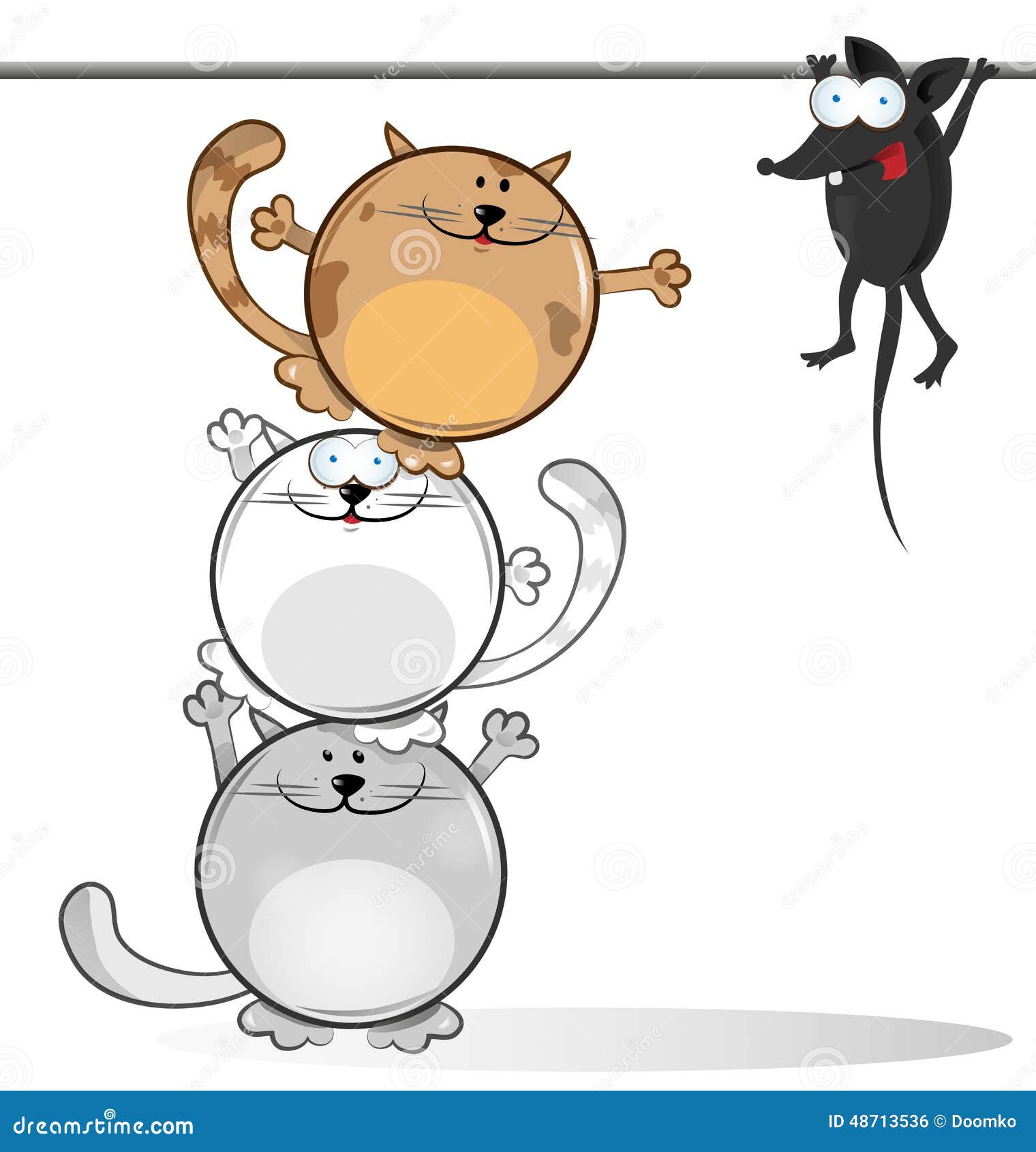 Fun comic cat with mouse stock vector. Illustration of rodent - 48713536