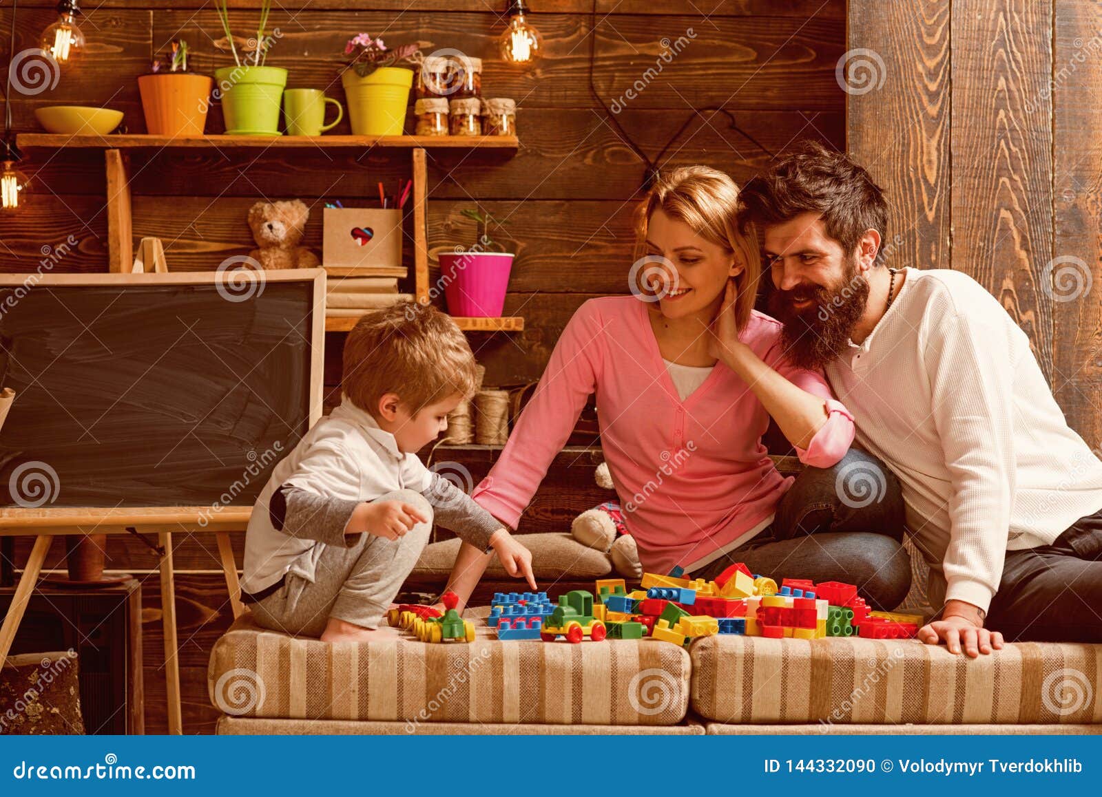 Fun Concept. Learning is Fun. Family Have Fun with Construction Set ...