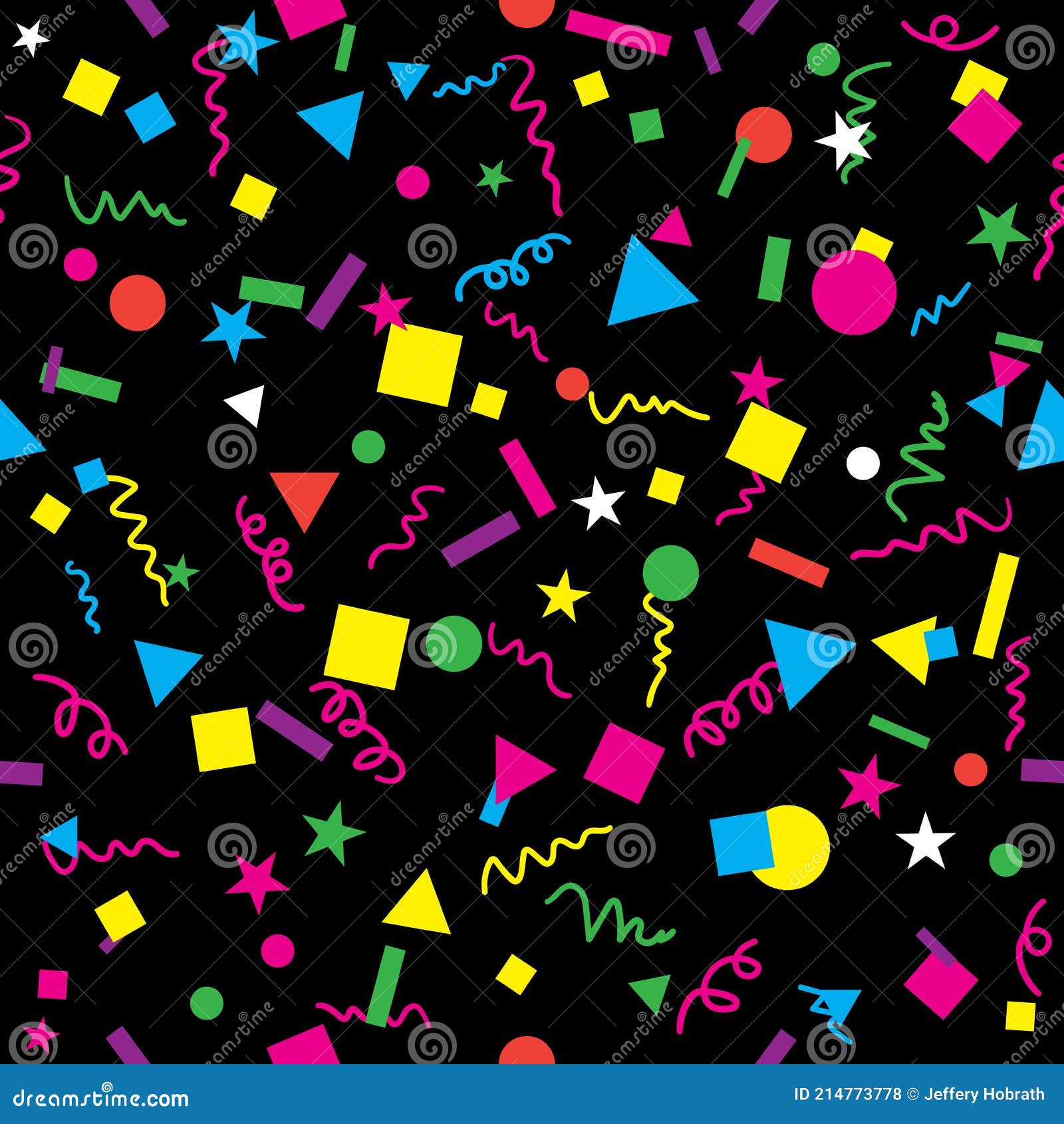 Fun Confetti Design with Bright Bold Colors on Black Background ...