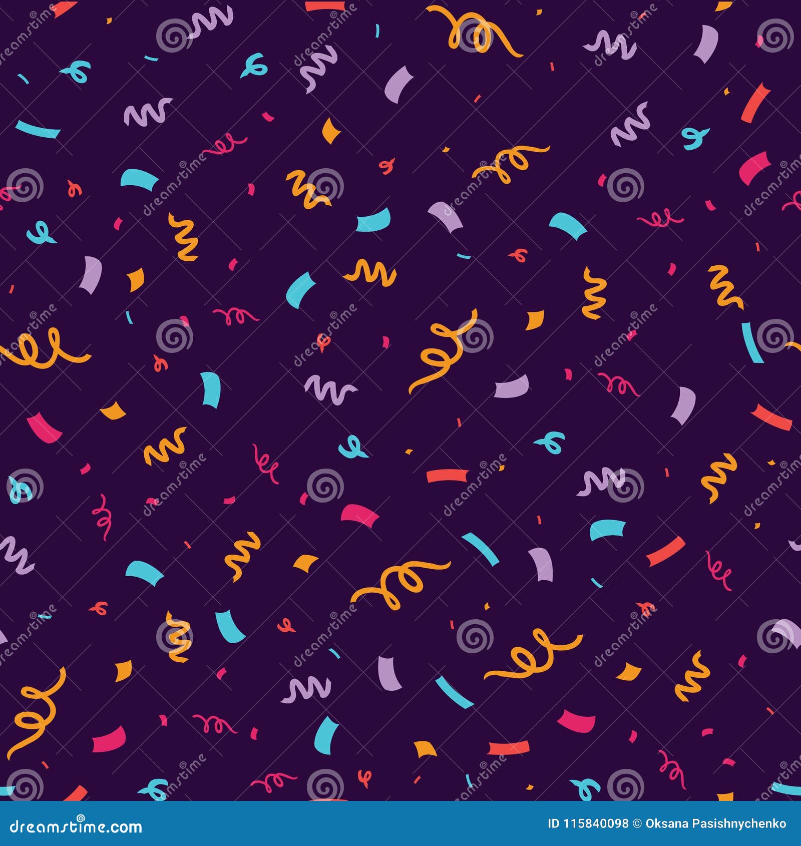 Fun Confetti Purple Seamless Repeat Pattern. Stock Vector ...