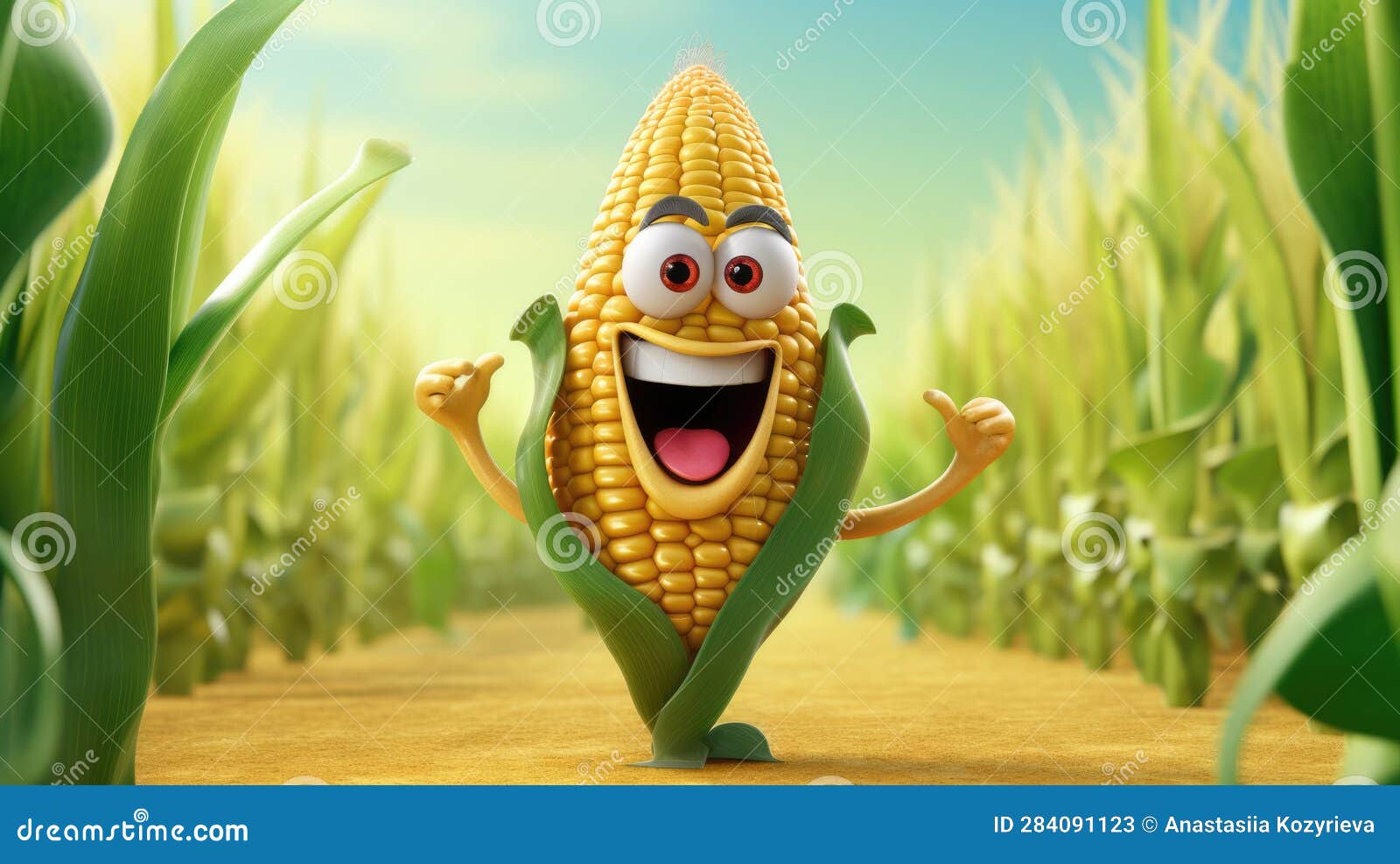 Fun Corn Character 3d Illustration. Generative AI. Stock Illustration ...