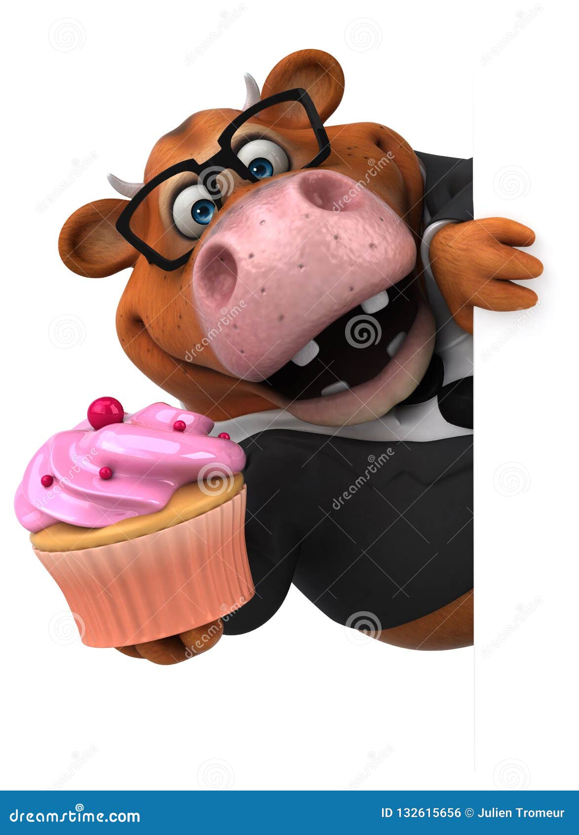 Fun cow - 3D Illustration stock illustration. Illustration of ...